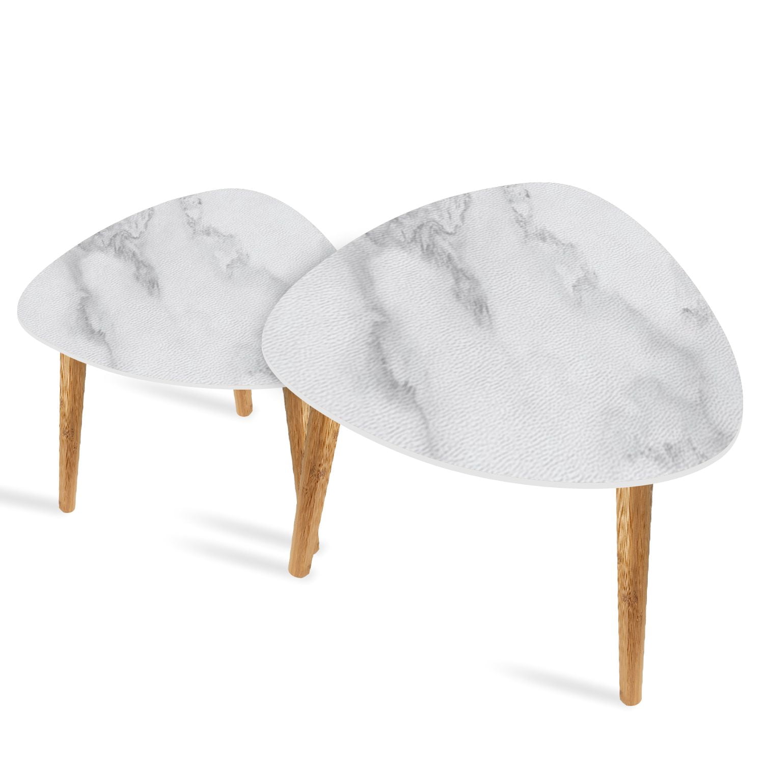 Triangle End Tables Set of 2 italian white marble texture White marble ...