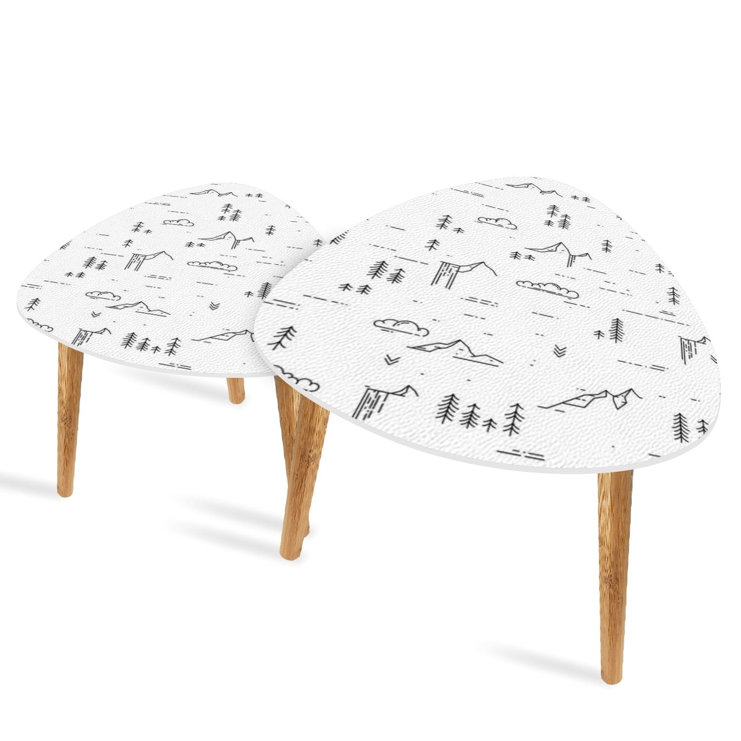 Triangle End Tables Set of 2 linear seamless pattern wild landscape ...
