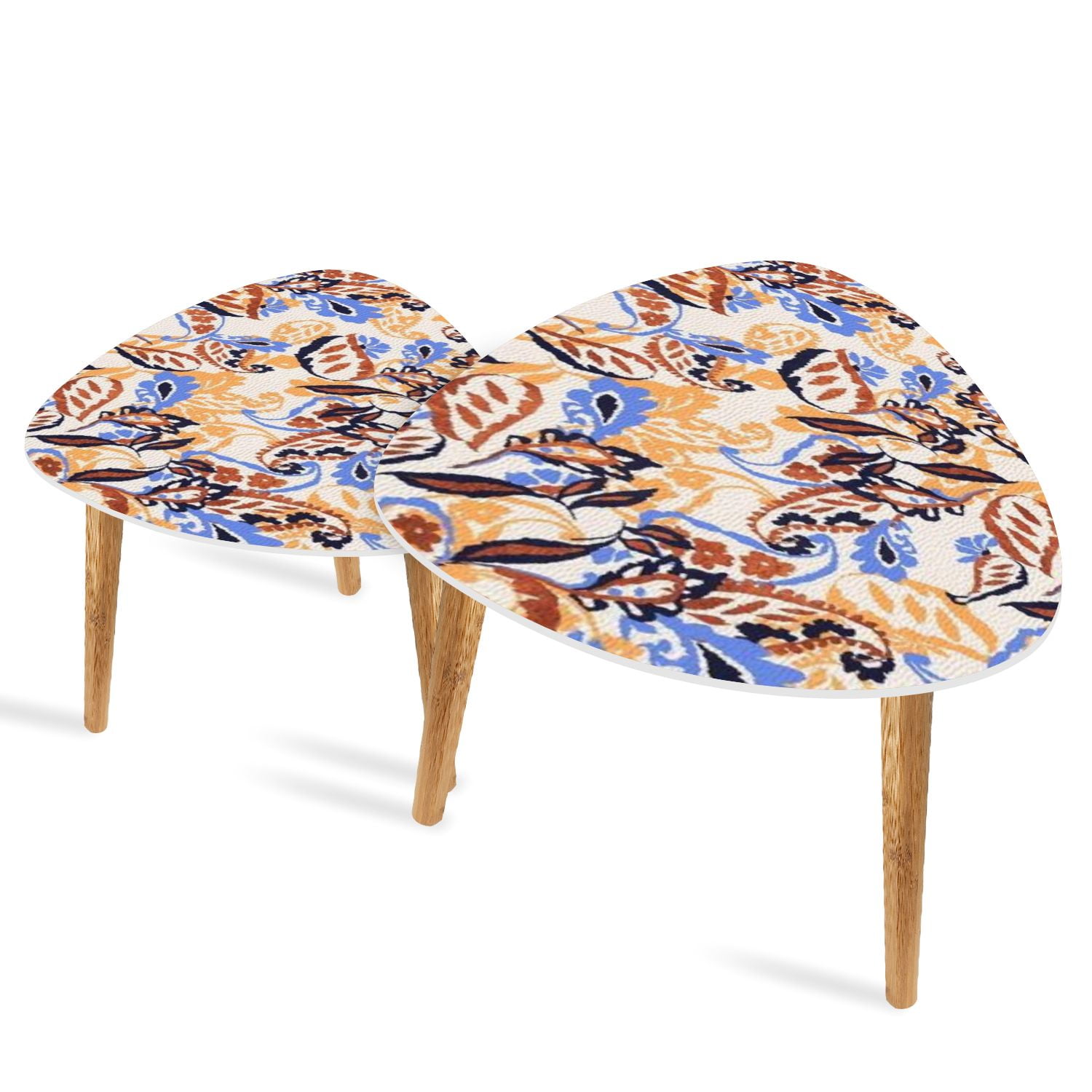 Triangle End Tables Set of 2 madhubani kalamkari chinz kani Abstract ...