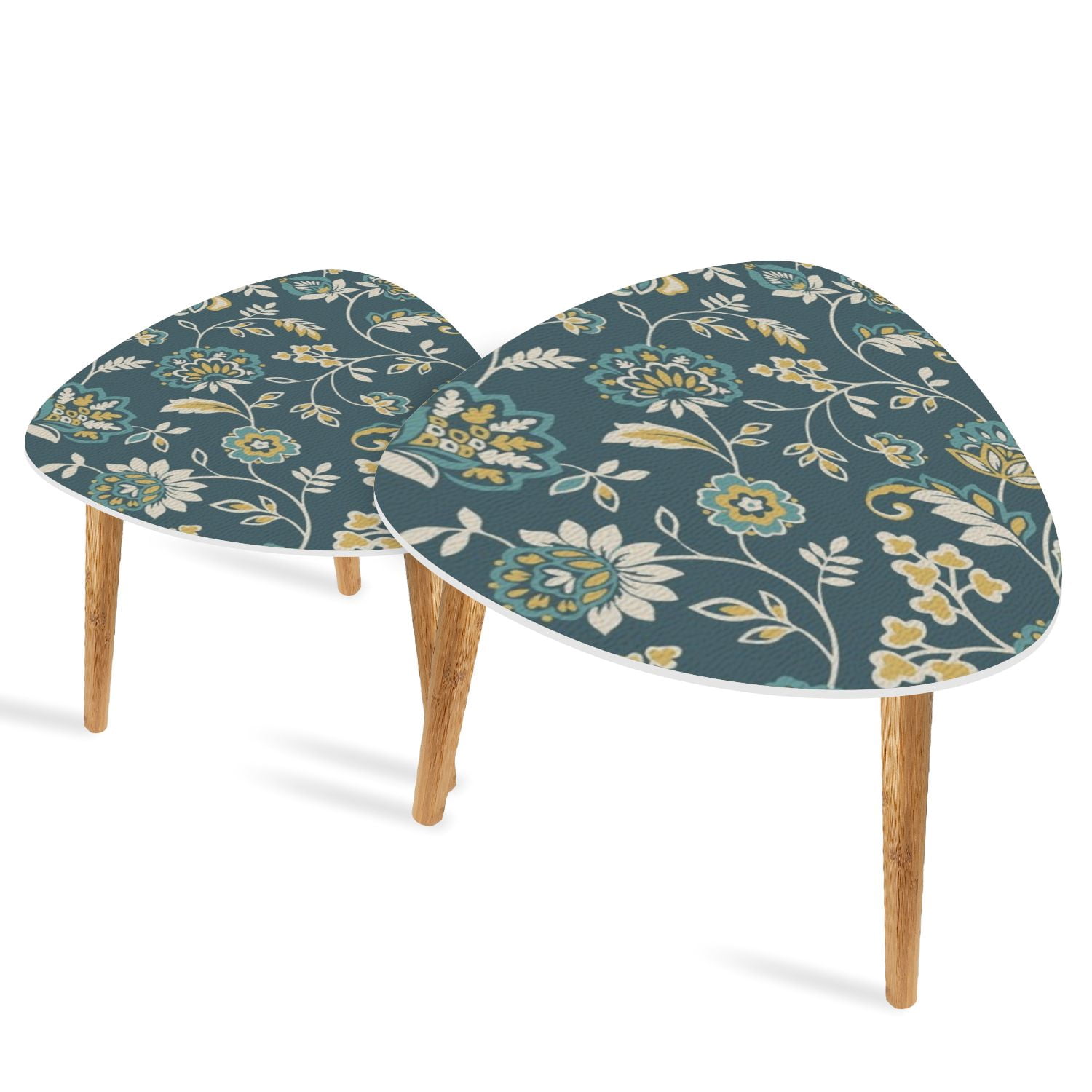 Triangle End Tables Set of 2 madhubani kalamkari chinz kani Abstract ...