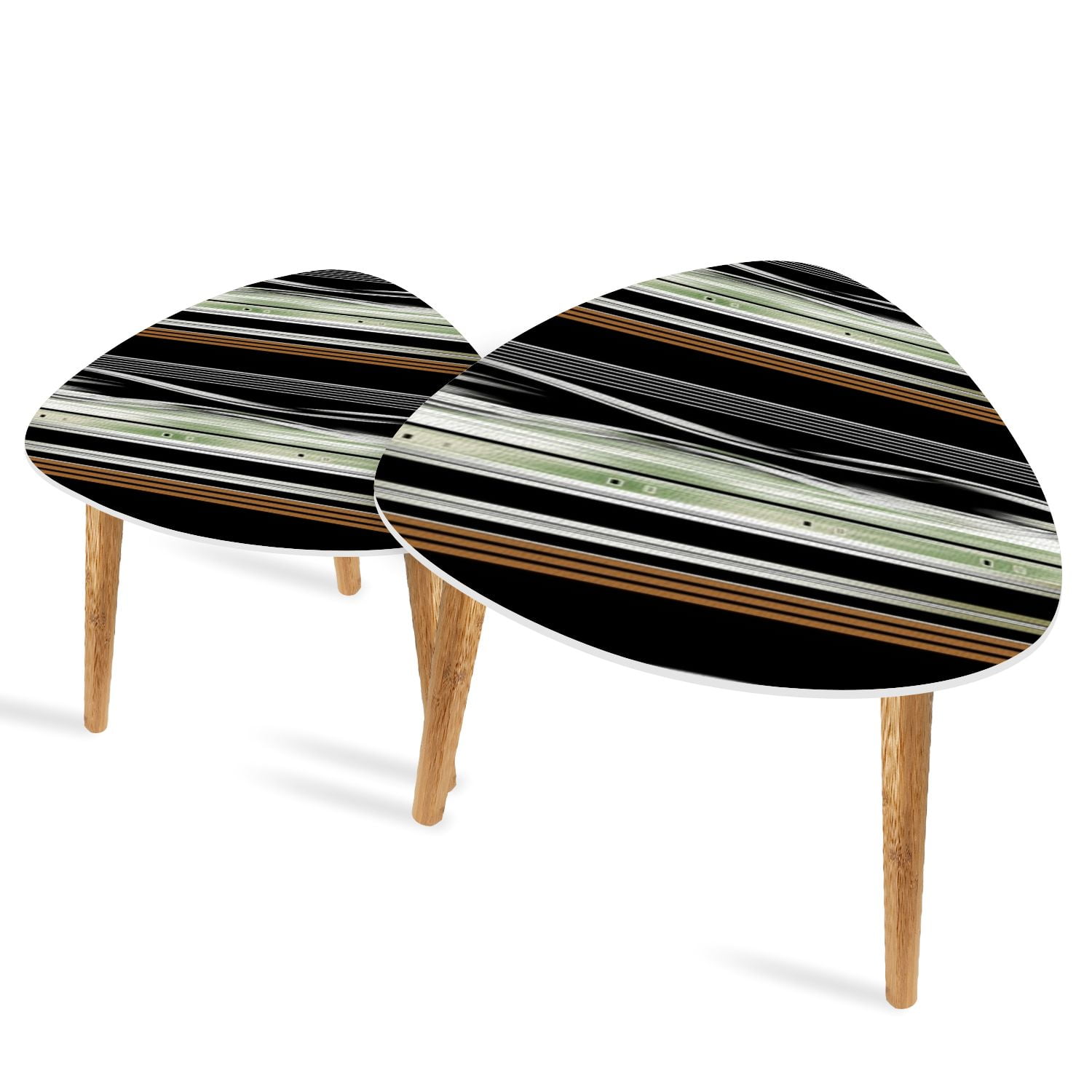 Triangle End Tables Set of 2 minimalist modern striped pattern ...