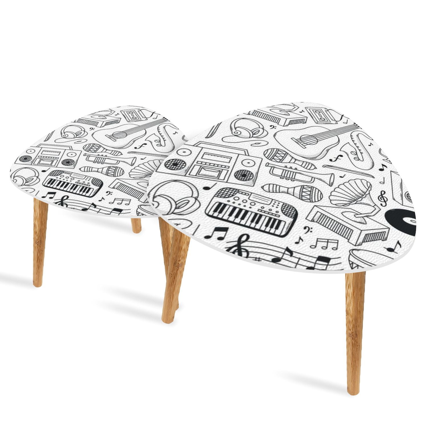 Triangle End Tables Set of 2 music seamless pattern nlack white doodles ...