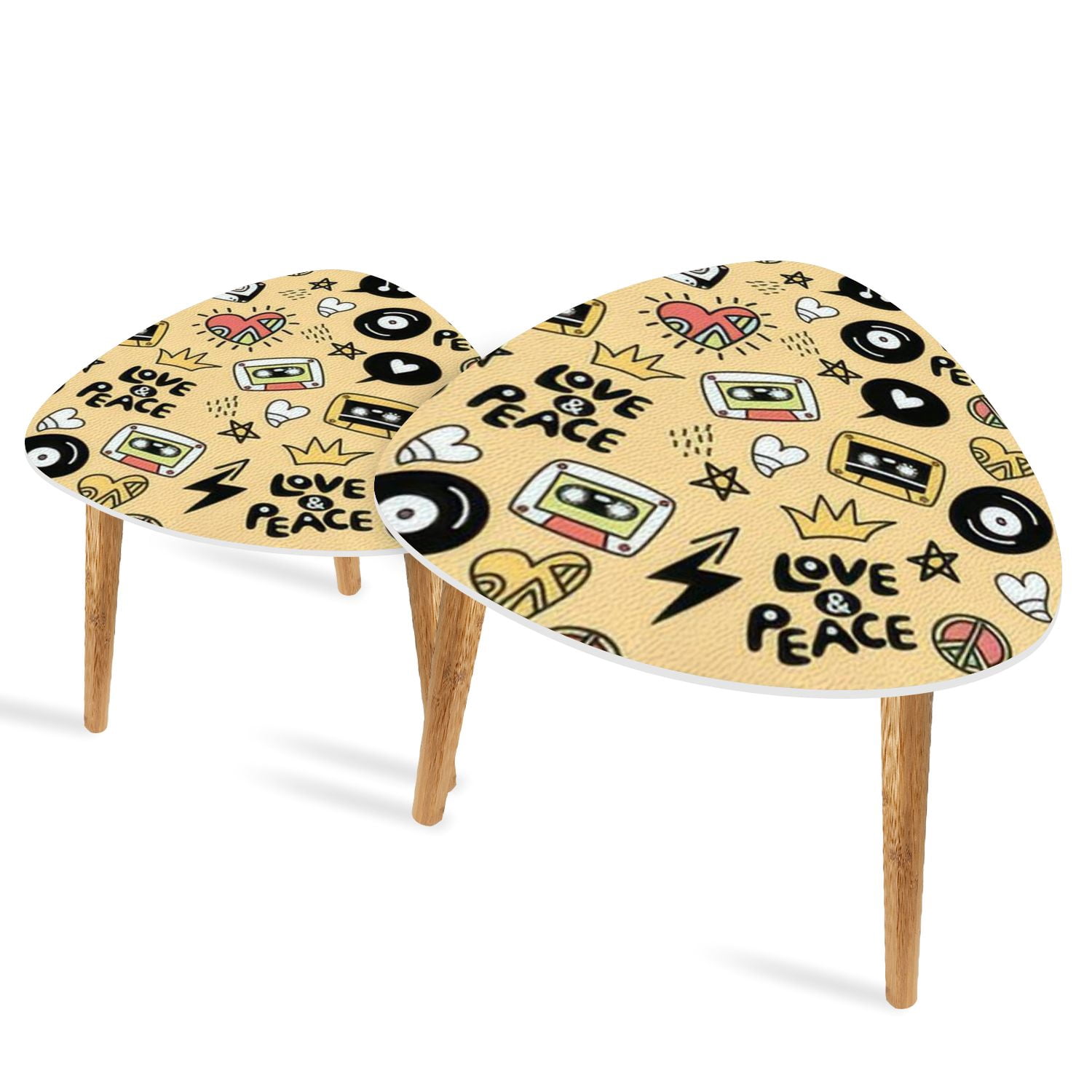 Triangle End Tables Set of 2 musical hipster retro seamless pattern ...