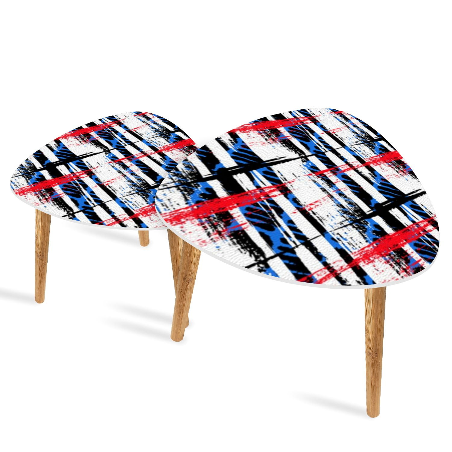 Triangle End Tables Set of 2 seamless bold pattern wide brushstrokes ...
