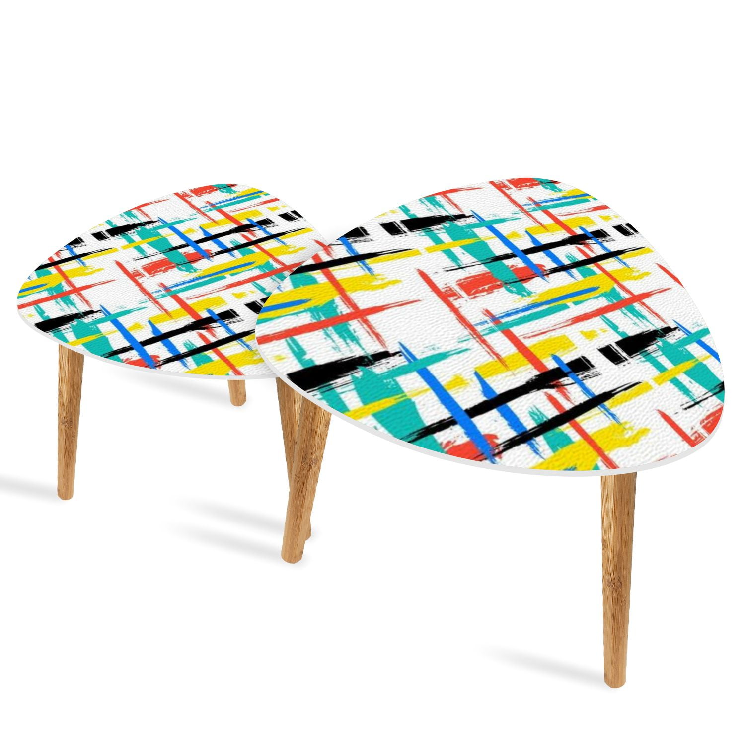 Triangle End Tables Set of 2 seamless bold plaid pattern thin ...