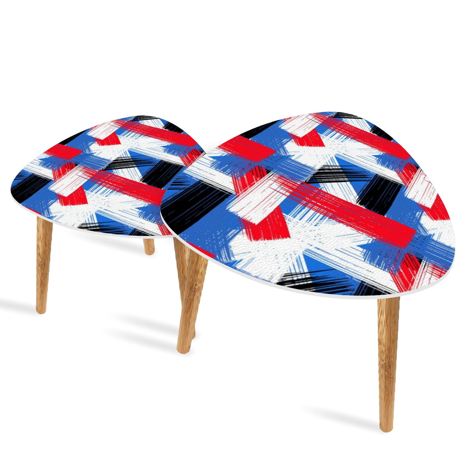 Triangle End Tables Set of 2 seamless bold plaid pattern wide thin ...