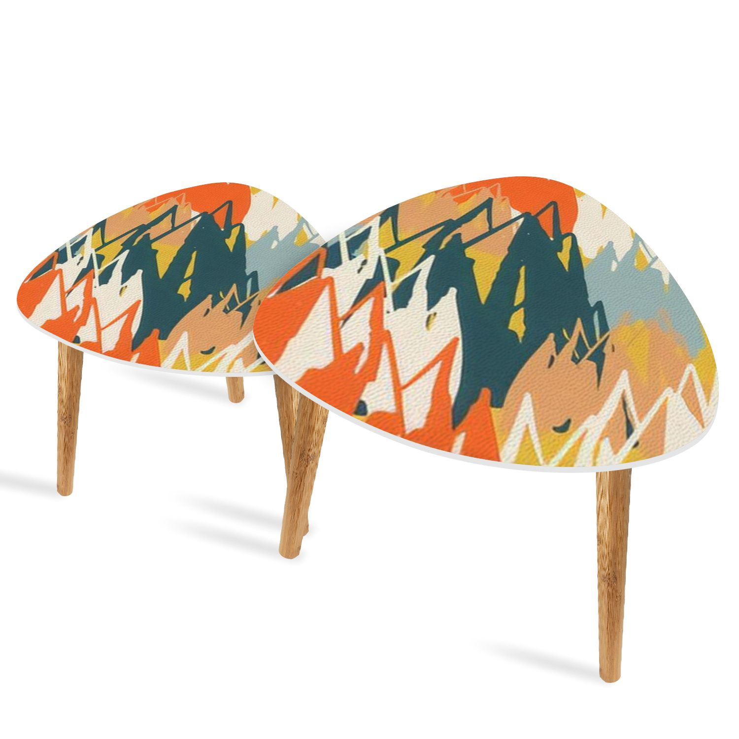 Triangle End Tables Set of 2 seamless colorful pattern abstract ...