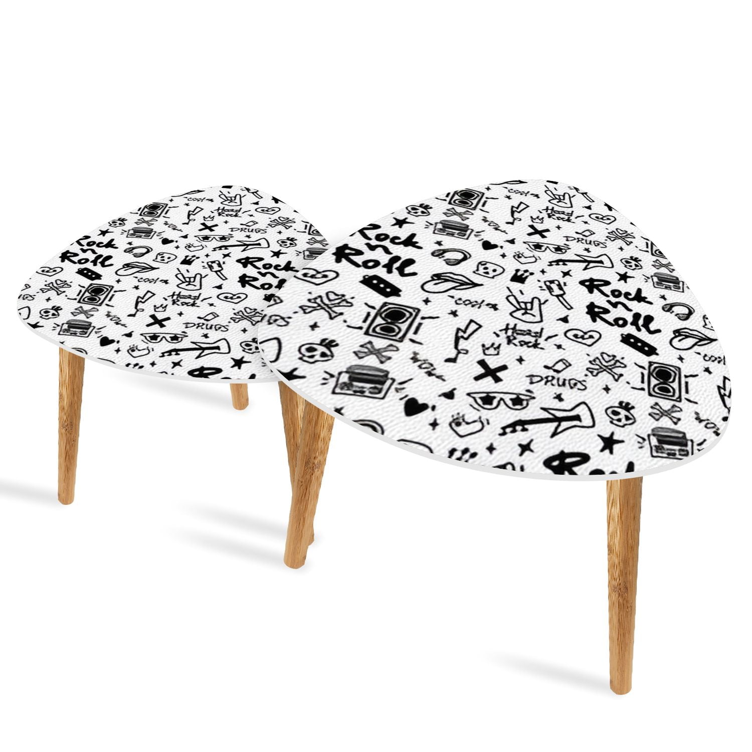 Triangle End Tables Set of 2 seamless pattern Black white print for ...