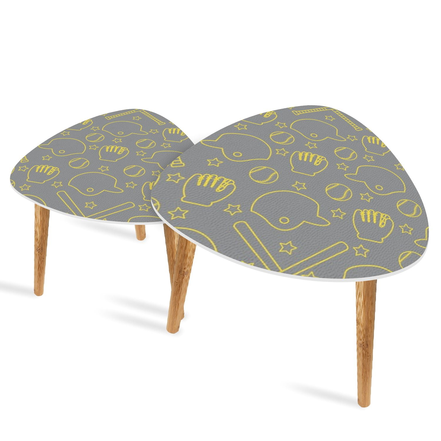 Triangle End Tables Set of 2 seamless pattern baseball bats ball ...