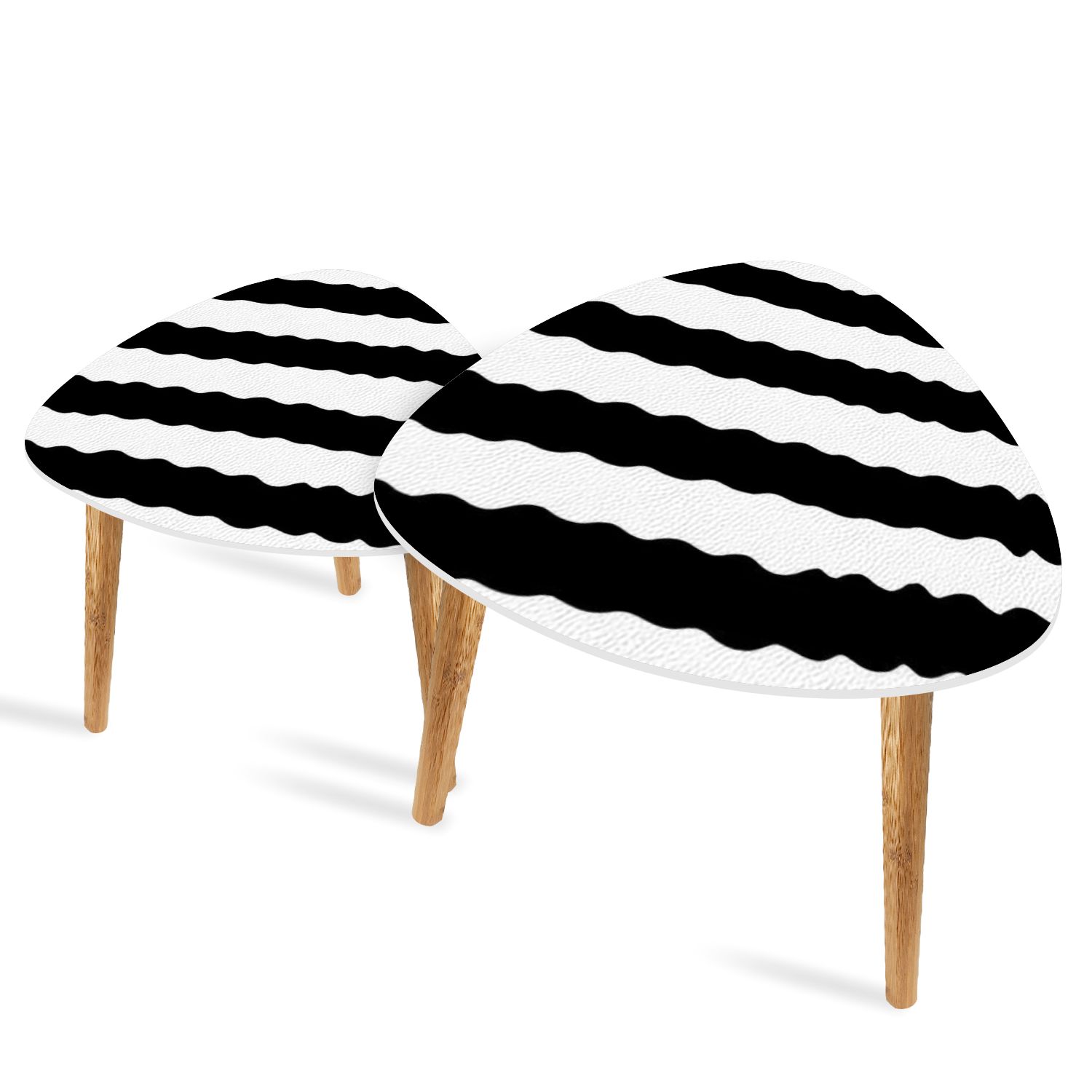 Triangle End Tables Set of 2 seamless pattern brush wavy strokes Hand ...