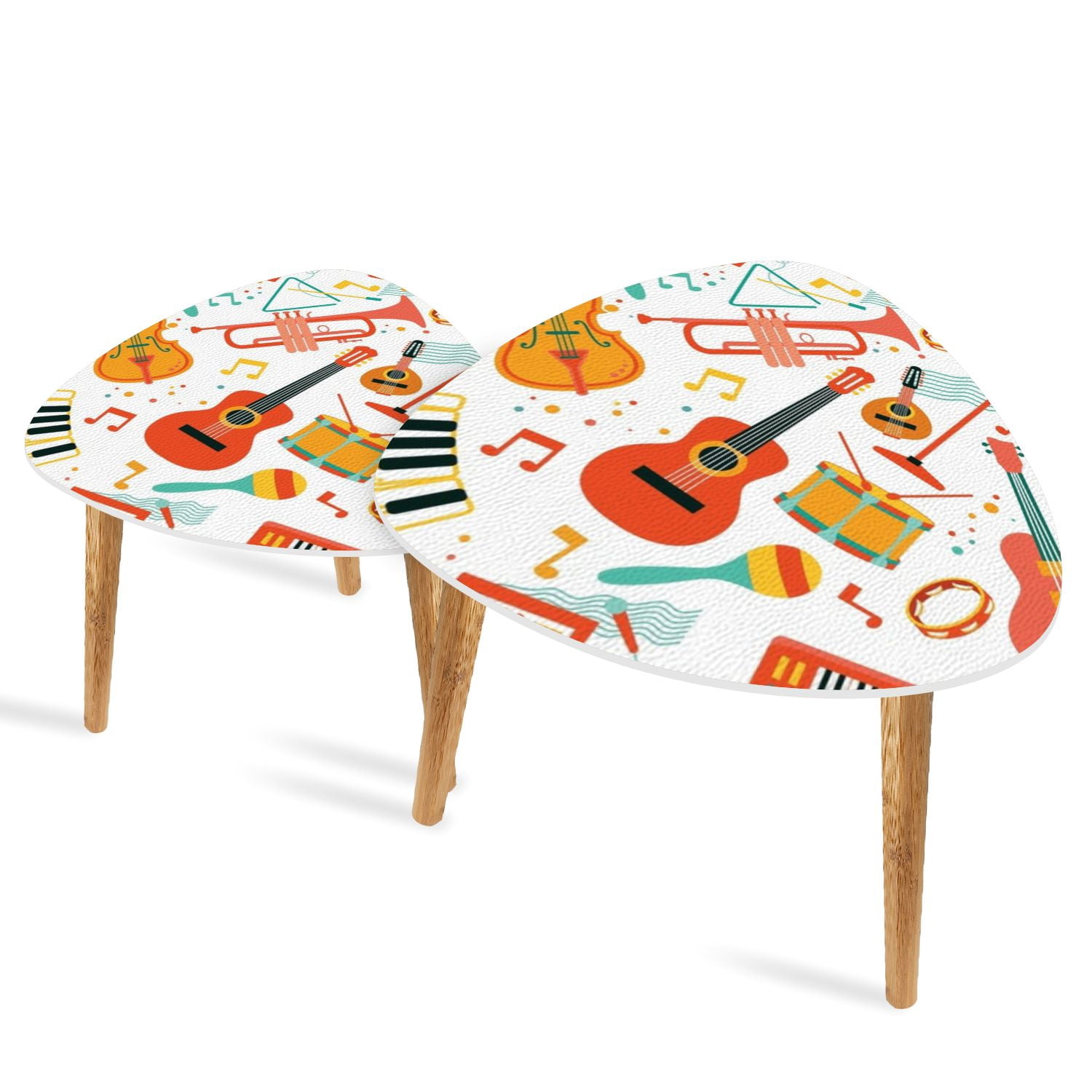 Triangle End Tables Set of 2 seamless pattern music guitar saxophone ...