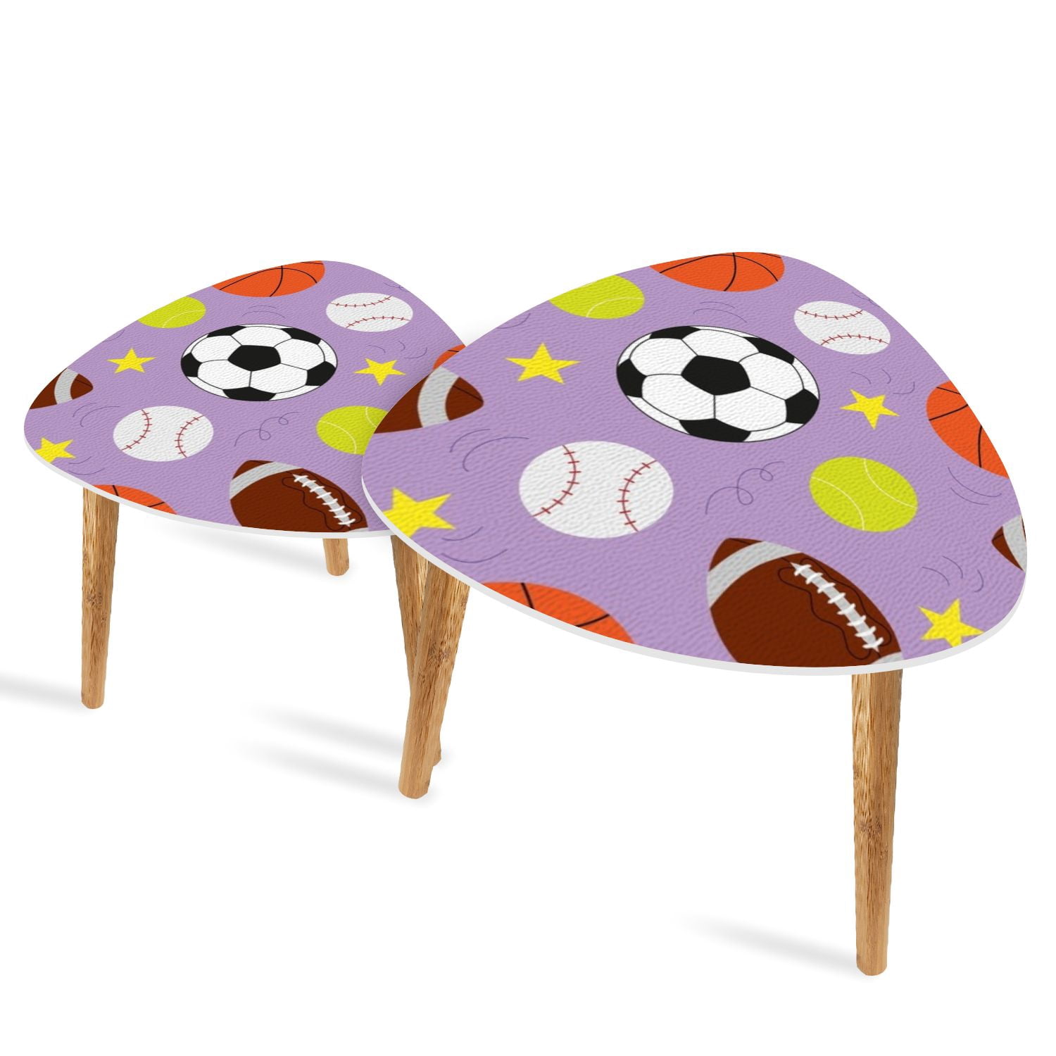 Triangle End Tables Set of 2 seamless pattern soccer balls basketball ...