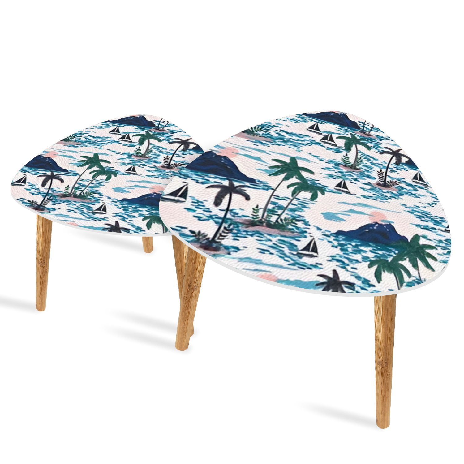 Triangle End Tables Set of 2 seamless retro style hawaii pattern ...