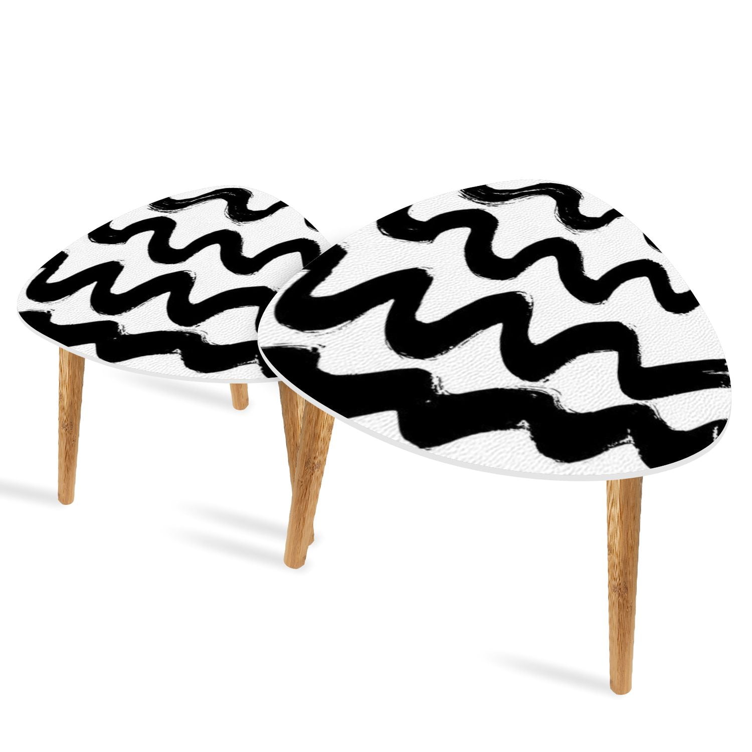 Triangle End Tables Set of 2 set wavy dry brush strokes rough textured ...