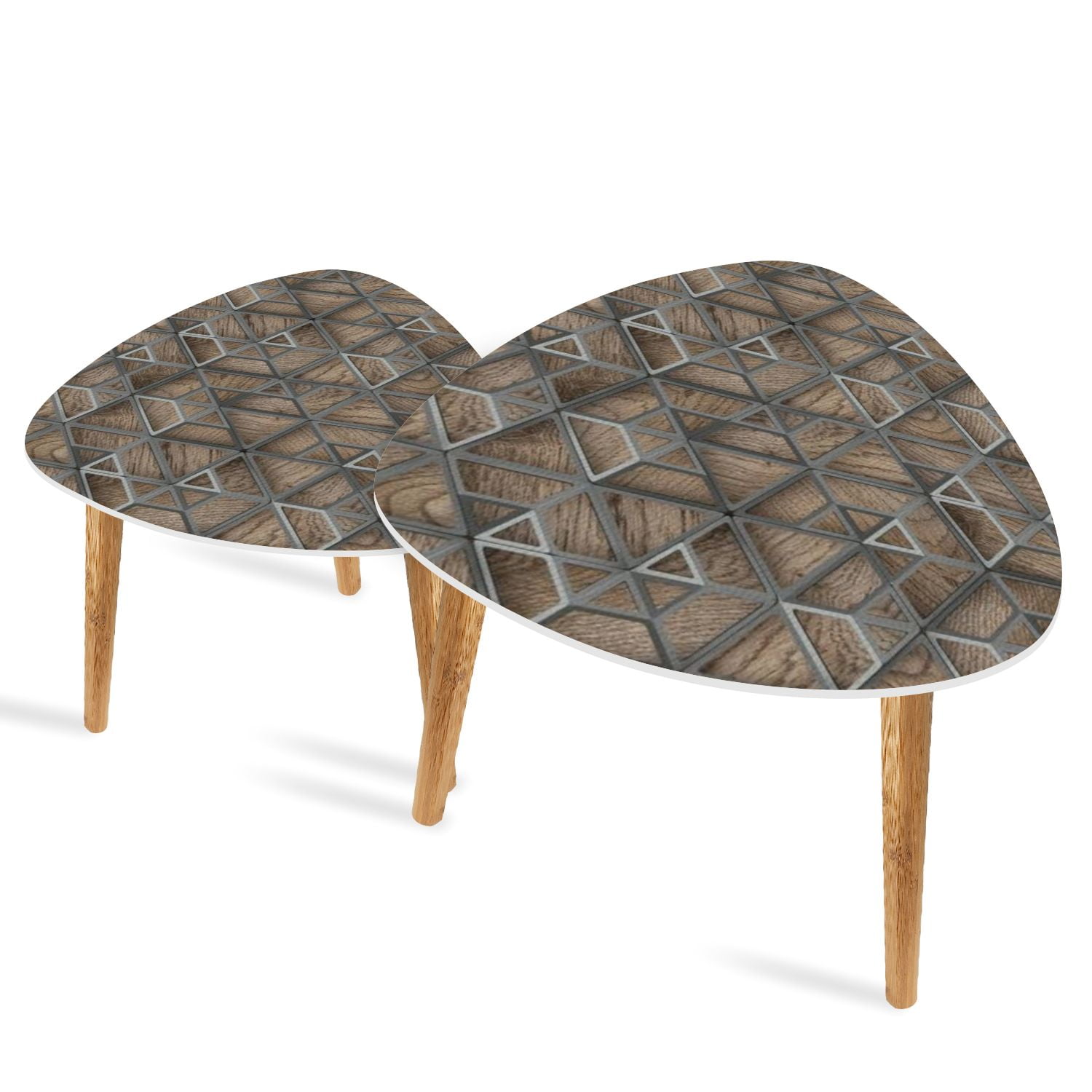 Triangle End Tables Set of 2 showing seamless geometric pattern ...