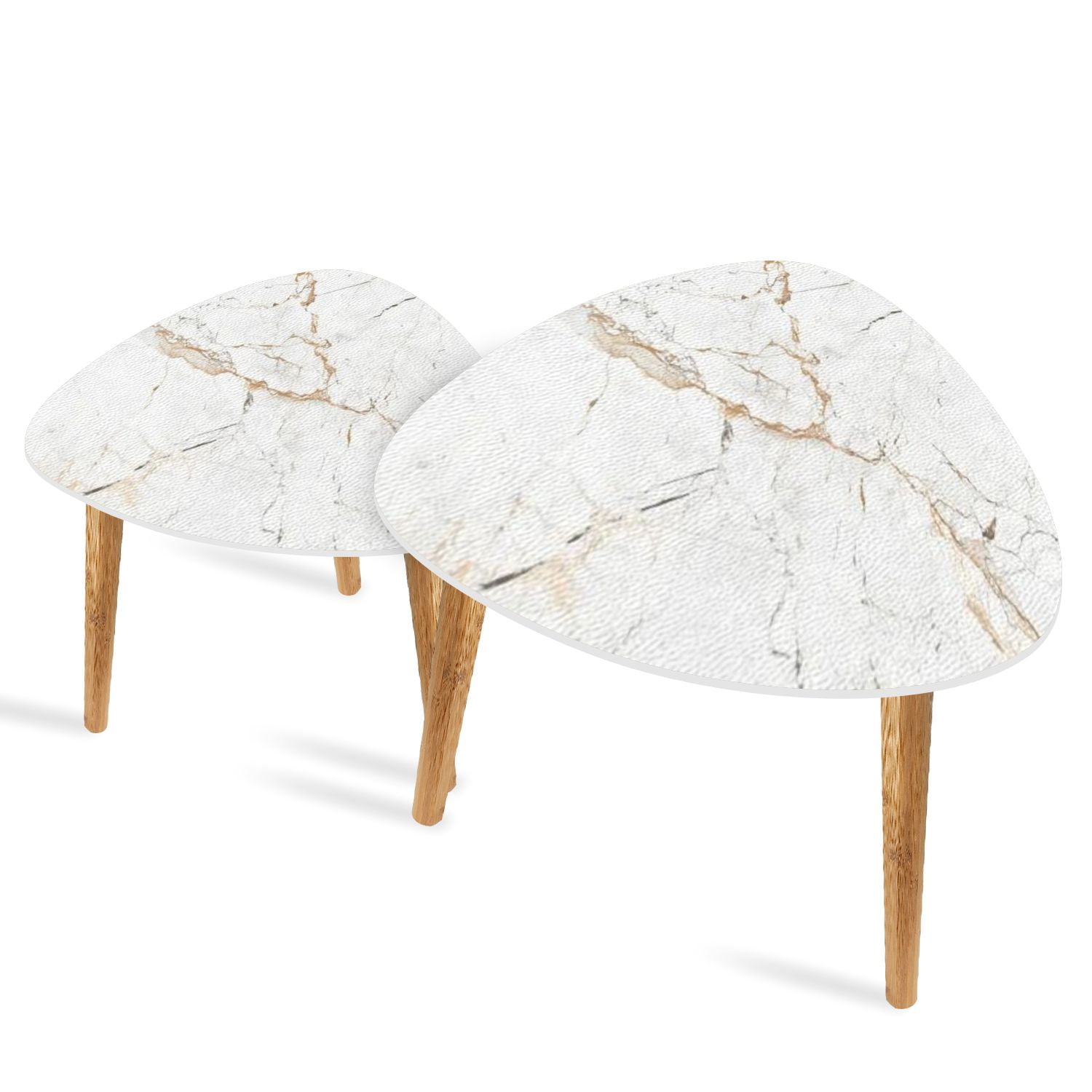 Triangle End Tables Set of 2 statuario white marble golden luxury white ...
