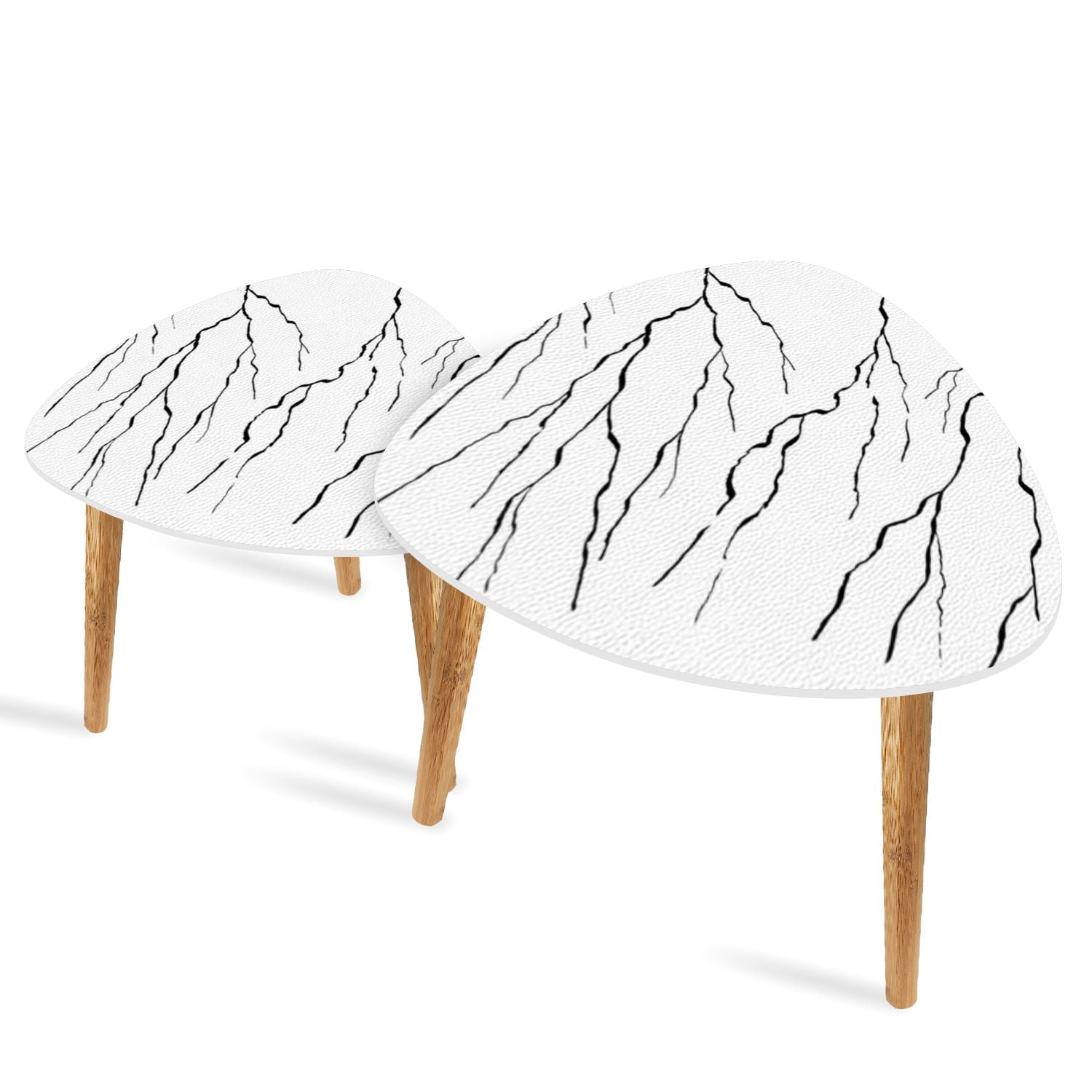 Triangle End Tables Set of 2 thunderstorm Fissure vein marble Hands ...
