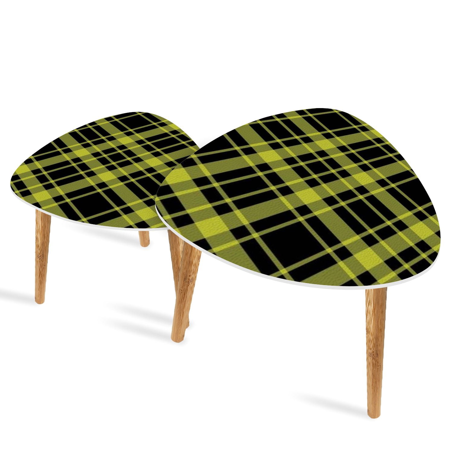 Triangle End Tables Set of 2 vibrant checkered pattern featuring ...