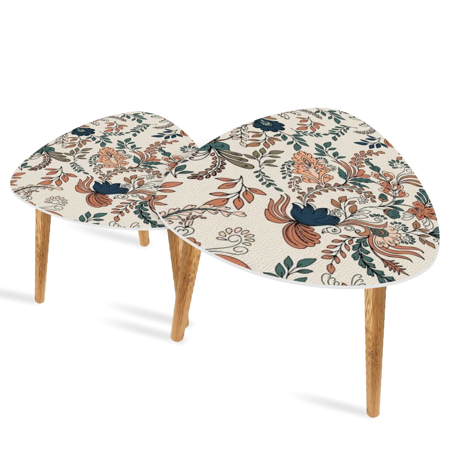 Triangle End Tables Set of 2 vintage decorative paisley seamless ...