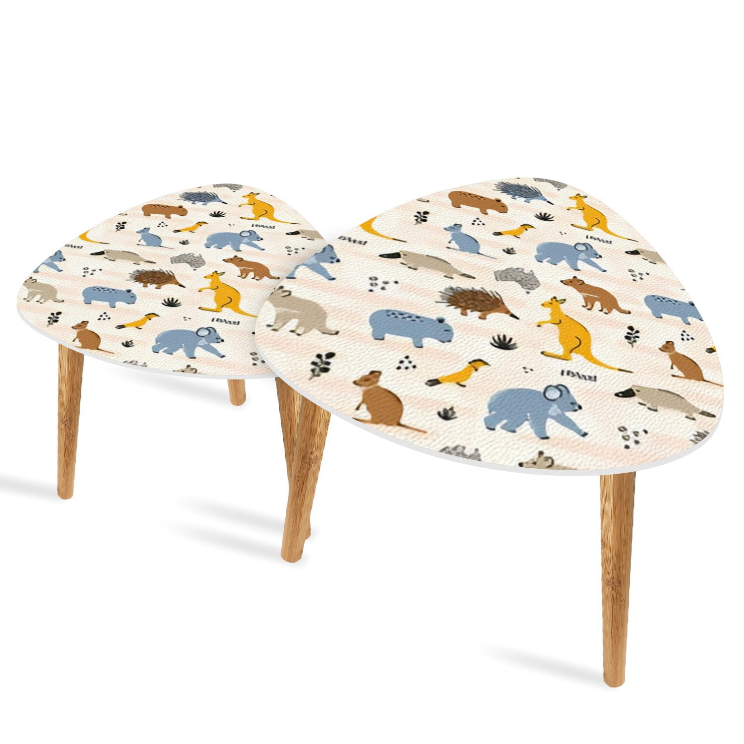 Triangle End Tables Set of 2 wild animals seamless pattern cute ...