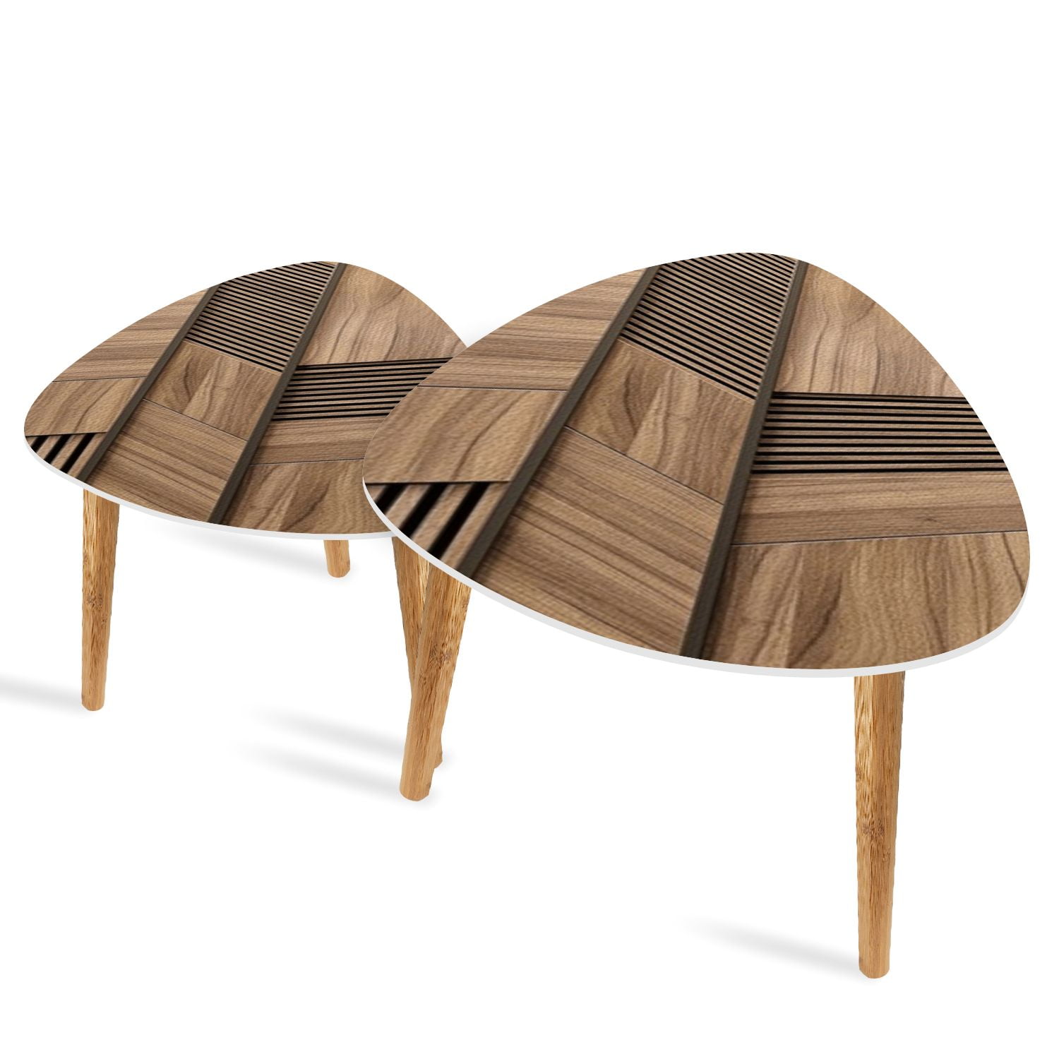 Triangle End Tables Set of 2 3d beige wood texture geometric abstract ...