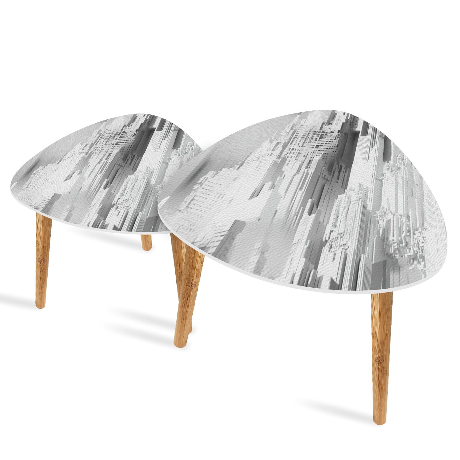 Triangle End Tables Set of 2 Abstract Urban Art Contrasting Patterns ...