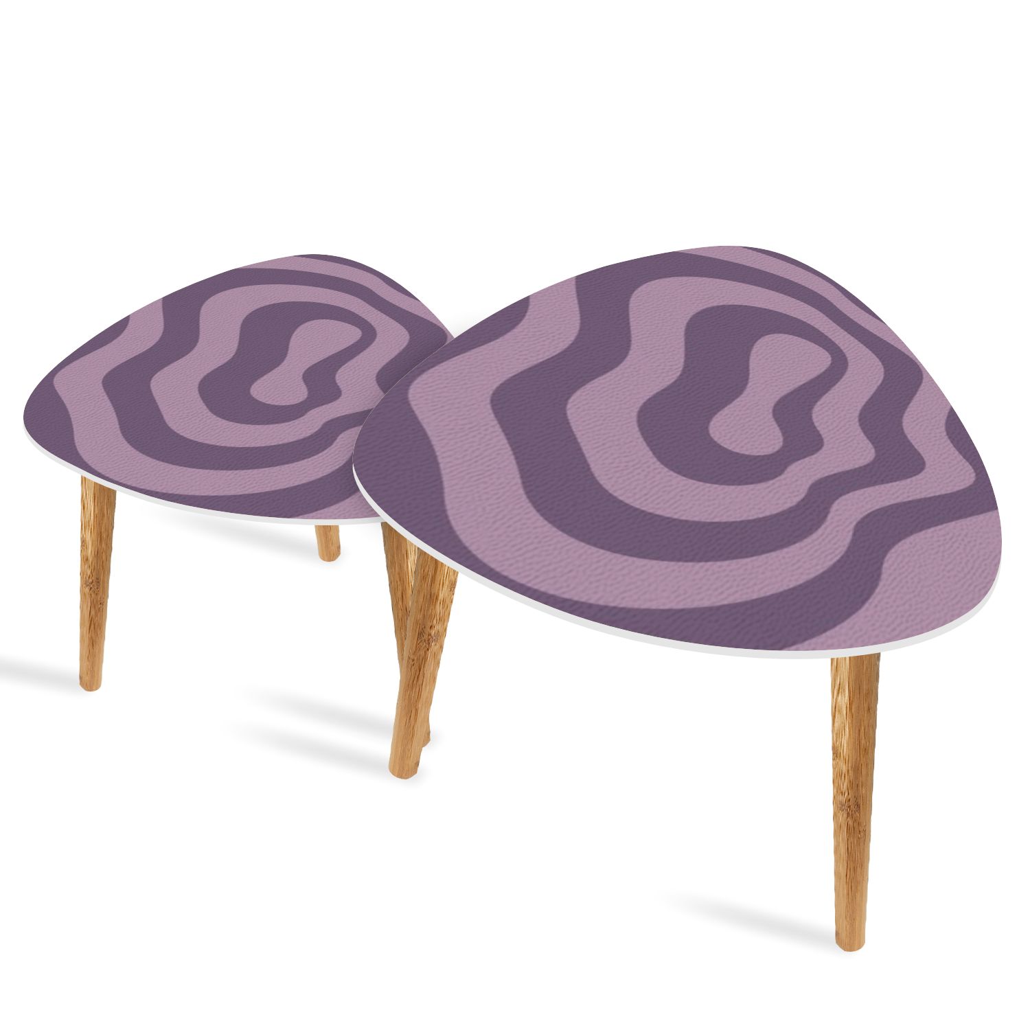 Triangle End Tables Set of 2 Abstract wavy swirl pattern Small Coffee ...