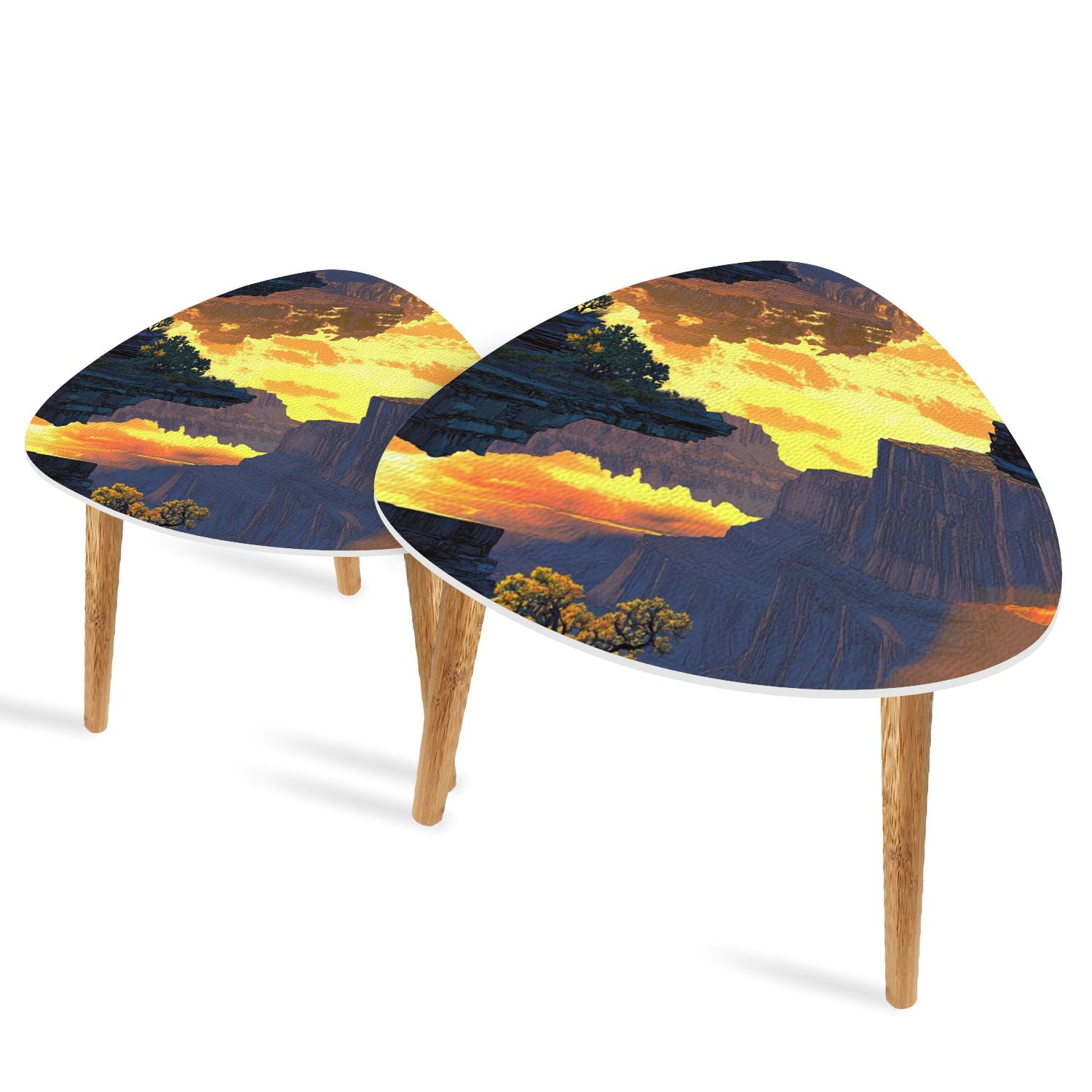 Triangle End Tables Set of 2 Adventurers Majestic Canyon Sunset Artwork ...