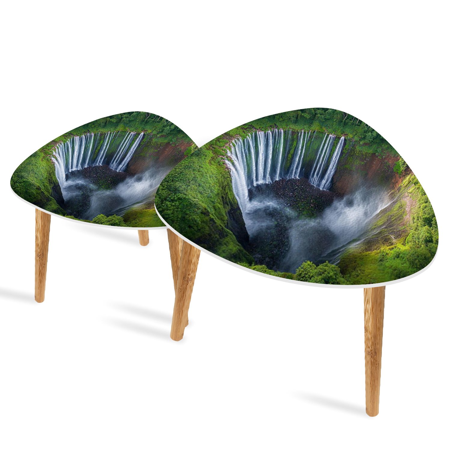 Triangle End Tables Set of 2 Aerial top view from above Tumpak Sewu ...