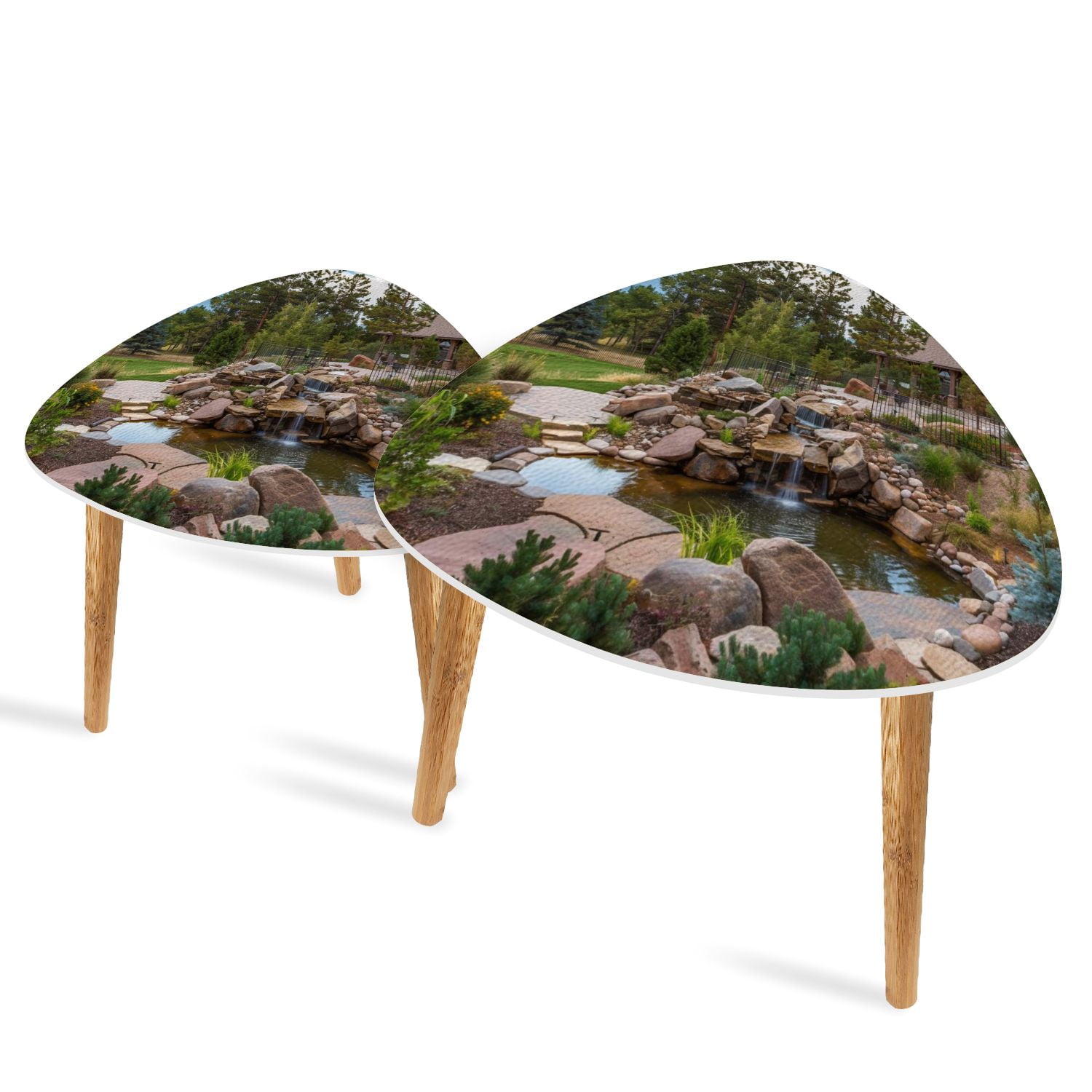Triangle End Tables Set of 2 Amazing Backyard Cascading Water Feature ...