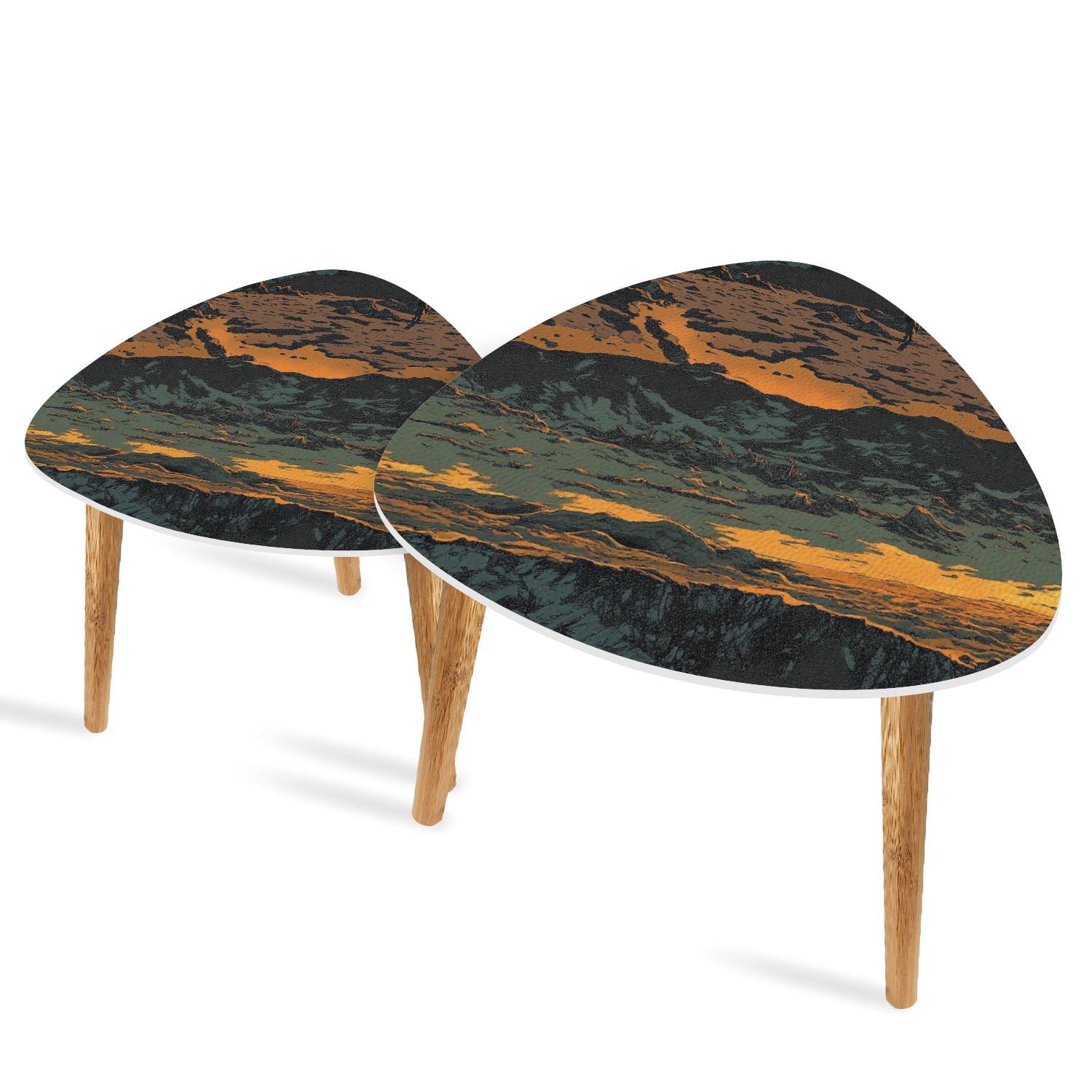 Triangle End Tables Set of 2 Amber Dawn Prospector s Quest Sepia ...