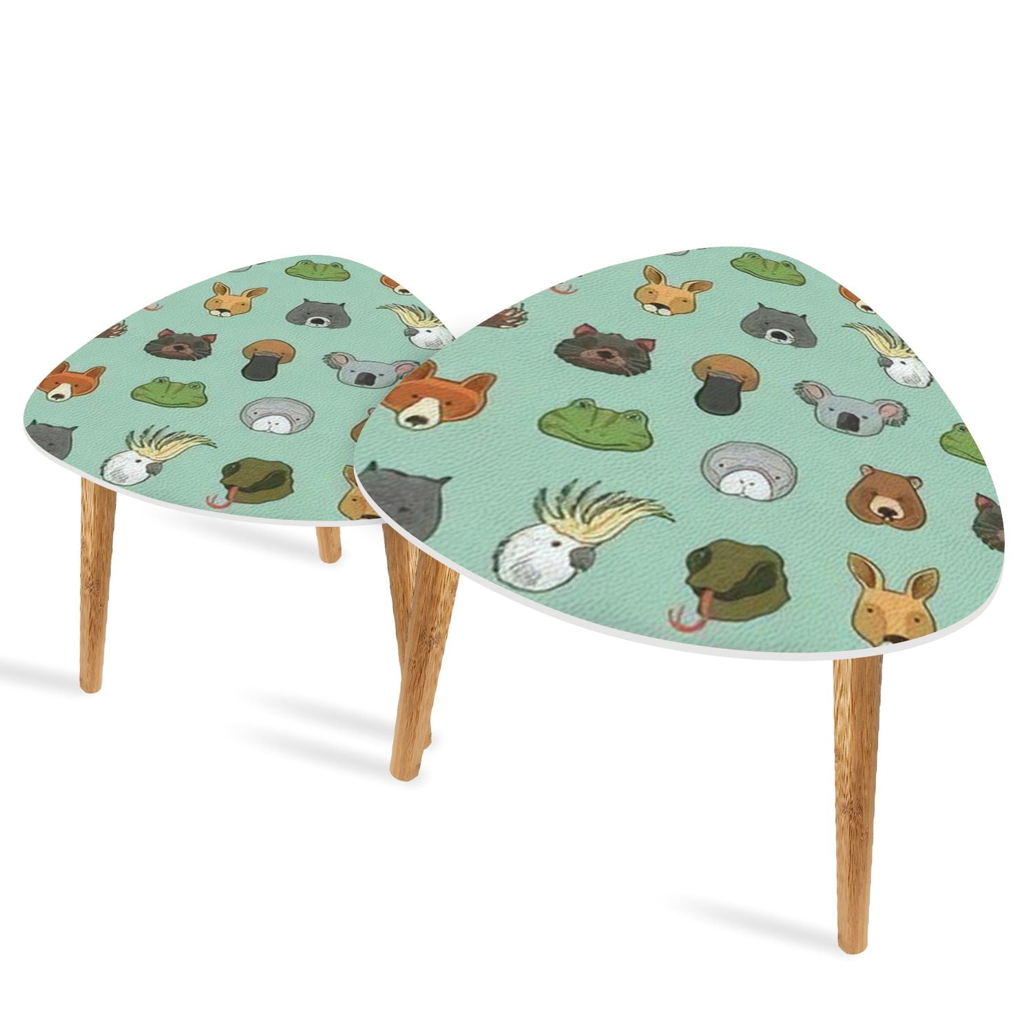 Triangle End Tables Set of 2 Australian animals faces seamless pattern ...