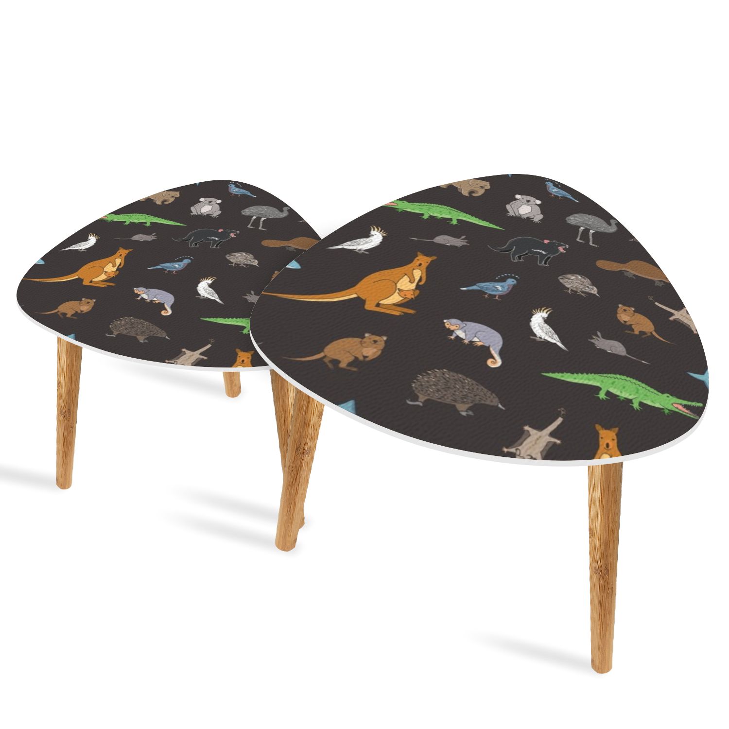 Triangle End Tables Set of 2 Australian animals seamless pattern Small ...