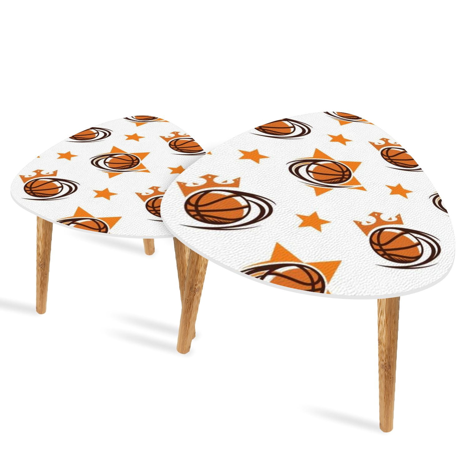 Triangle End Tables Set of 2 Basketball Ball King Star Seamless Pattern ...