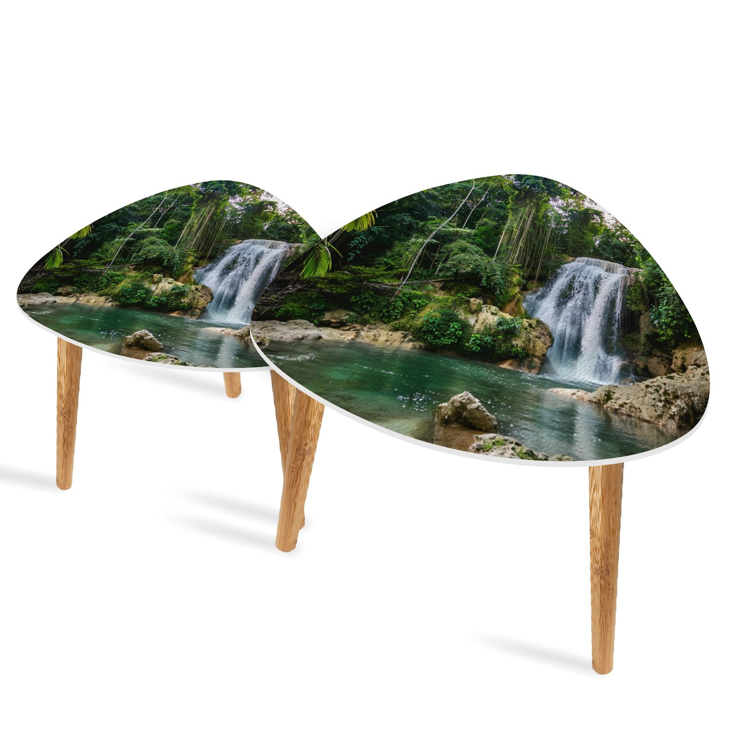 Triangle End Tables Set of 2 Beautiful Gozalandia Waterfall San ...