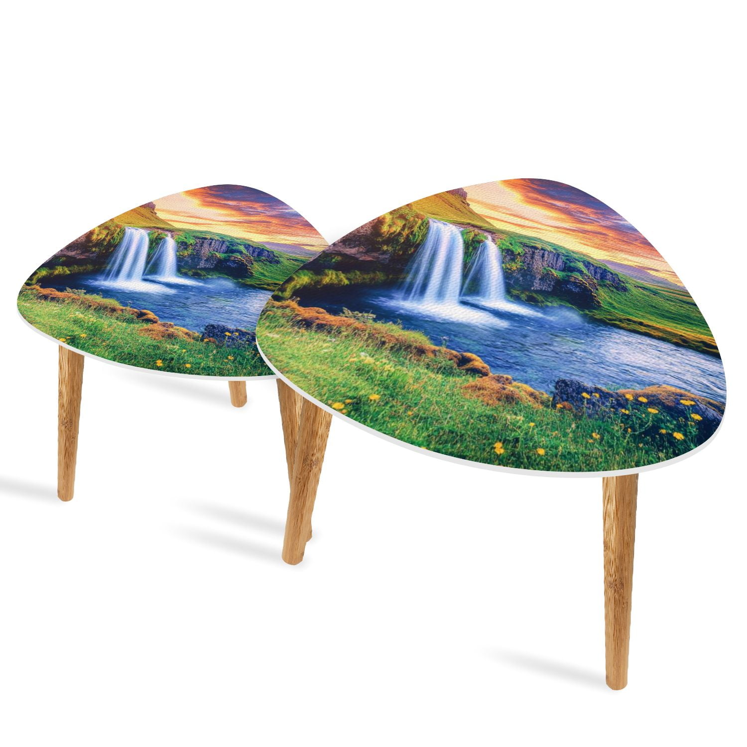 Triangle End Tables Set of 2 Beautiful natural magical scenery ...
