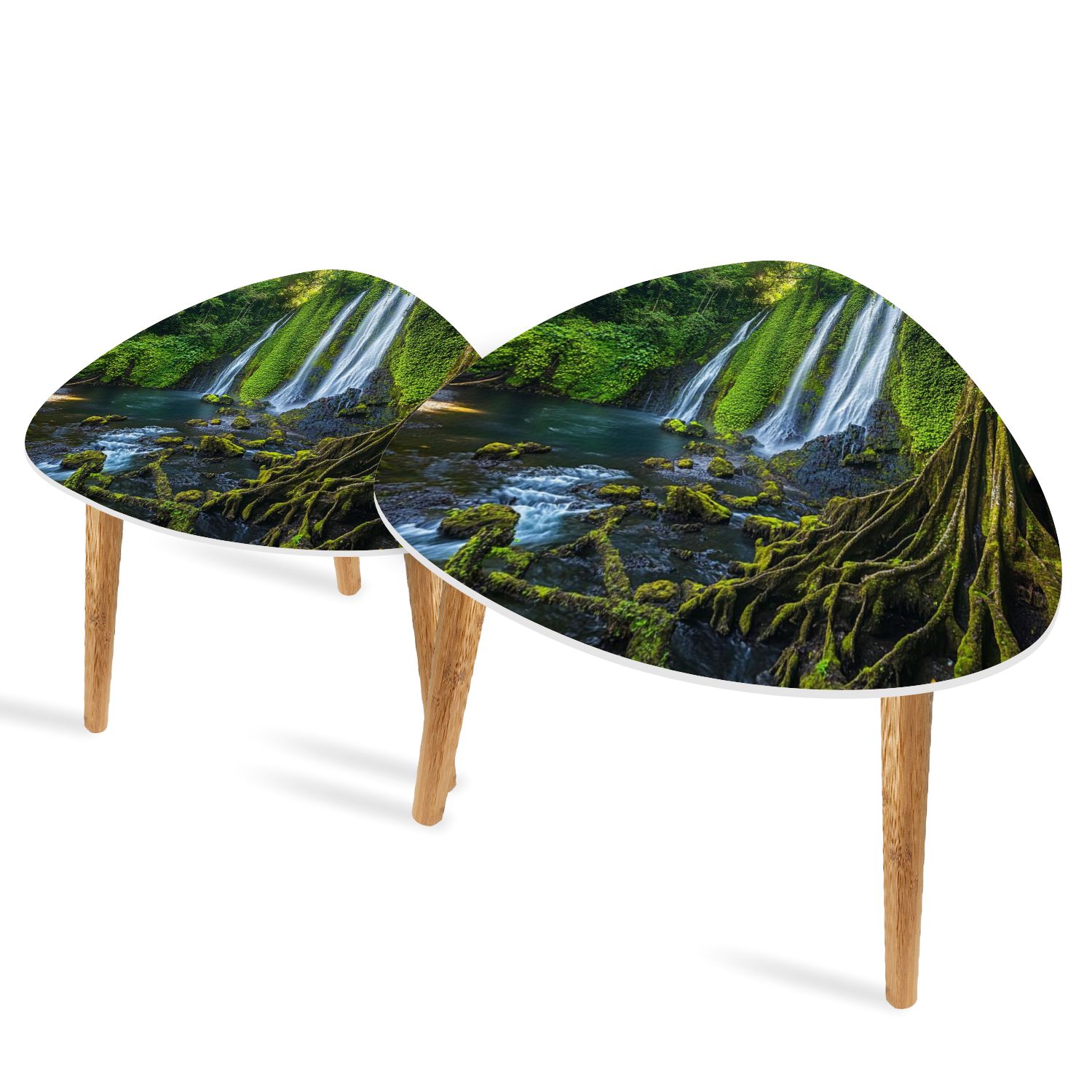 Triangle End Tables Set of 2 Beautiful waterfall Bali Small Coffee ...