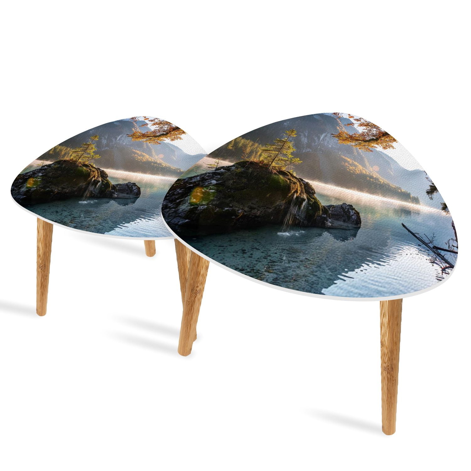 Triangle End Tables Set of 2 Berchtesgaden Small Coffee Table, Tea ...