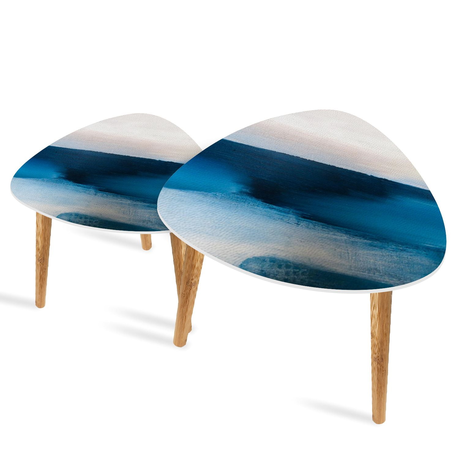 Triangle End Tables Set of 2 Blue Grey Abstract Art Painting Painting ...