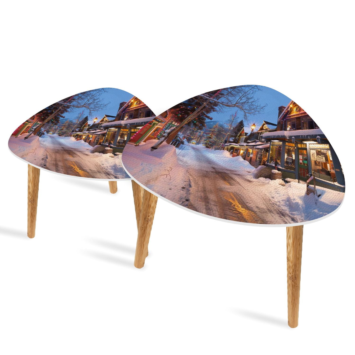 Triangle End Tables Set of 2 Breckenridge Colorado Downtown Streets ...