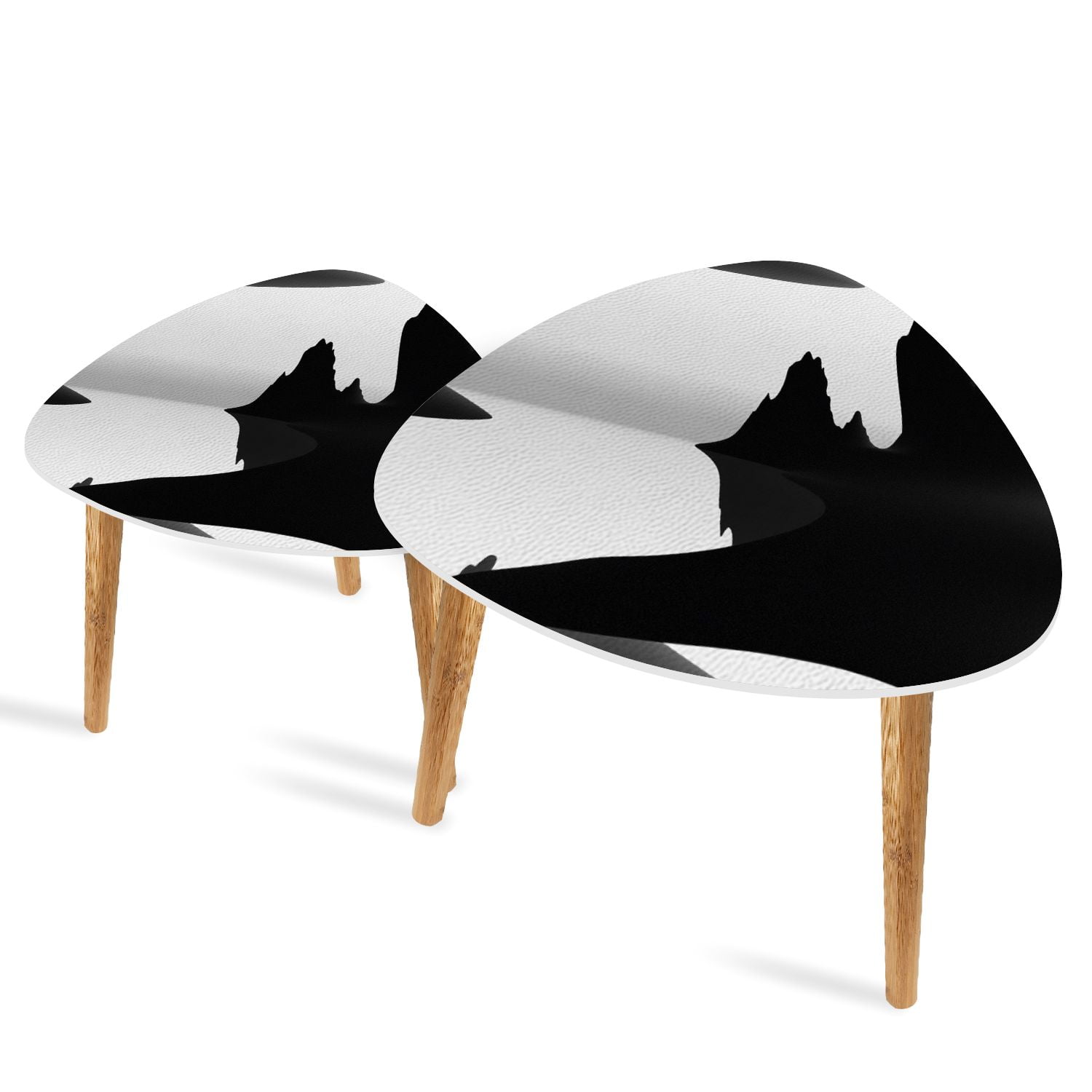 Triangle End Tables Set of 2 Calm Waters Rugged Cliffs Textured ...