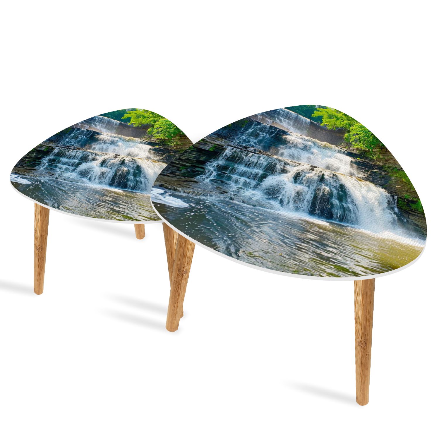 Triangle End Tables Set of 2 Cascadilla Gorge Trail Ithaca NY Waterfall ...