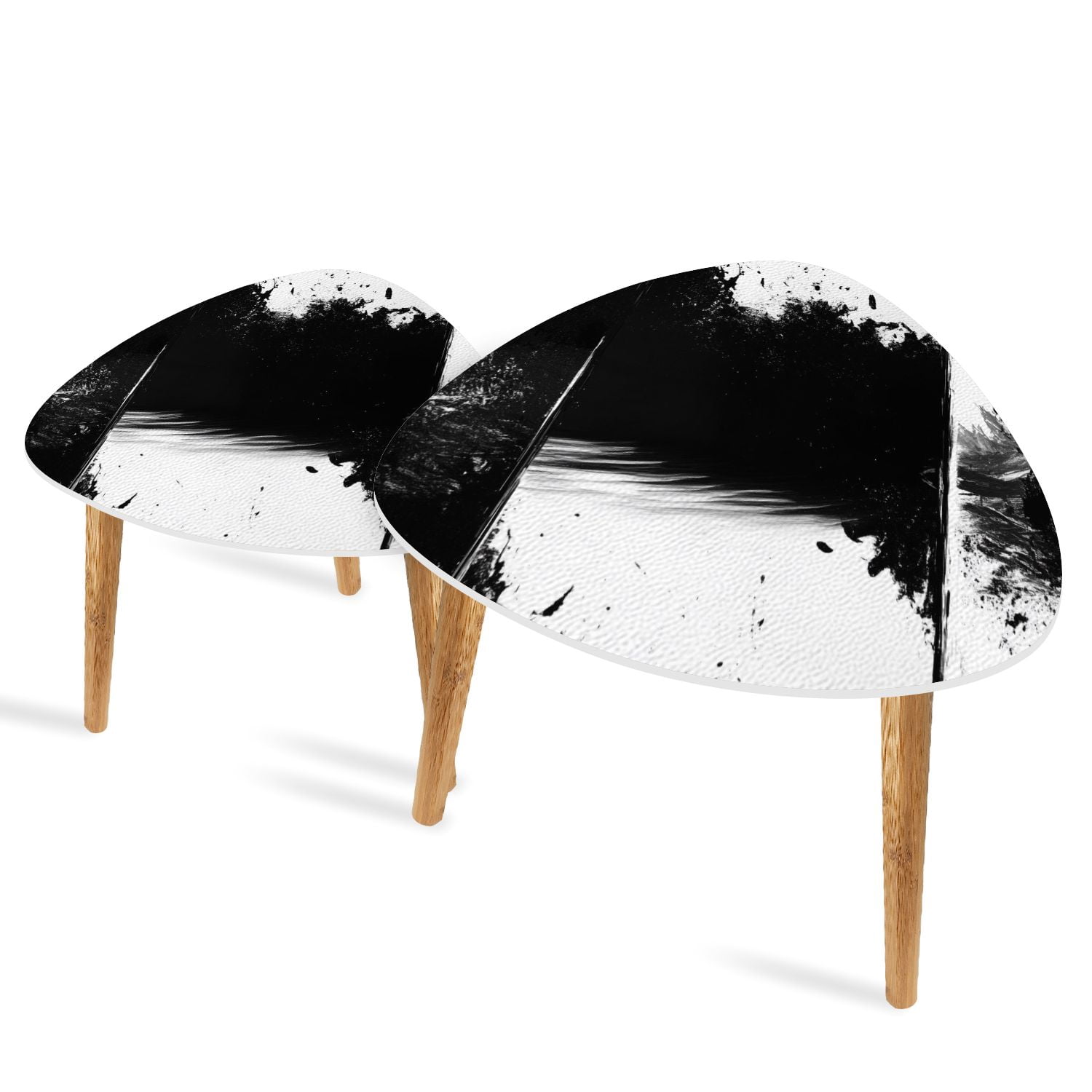 Triangle End Tables Set of 2 Chaos Calm Abstract Duality Art Small ...