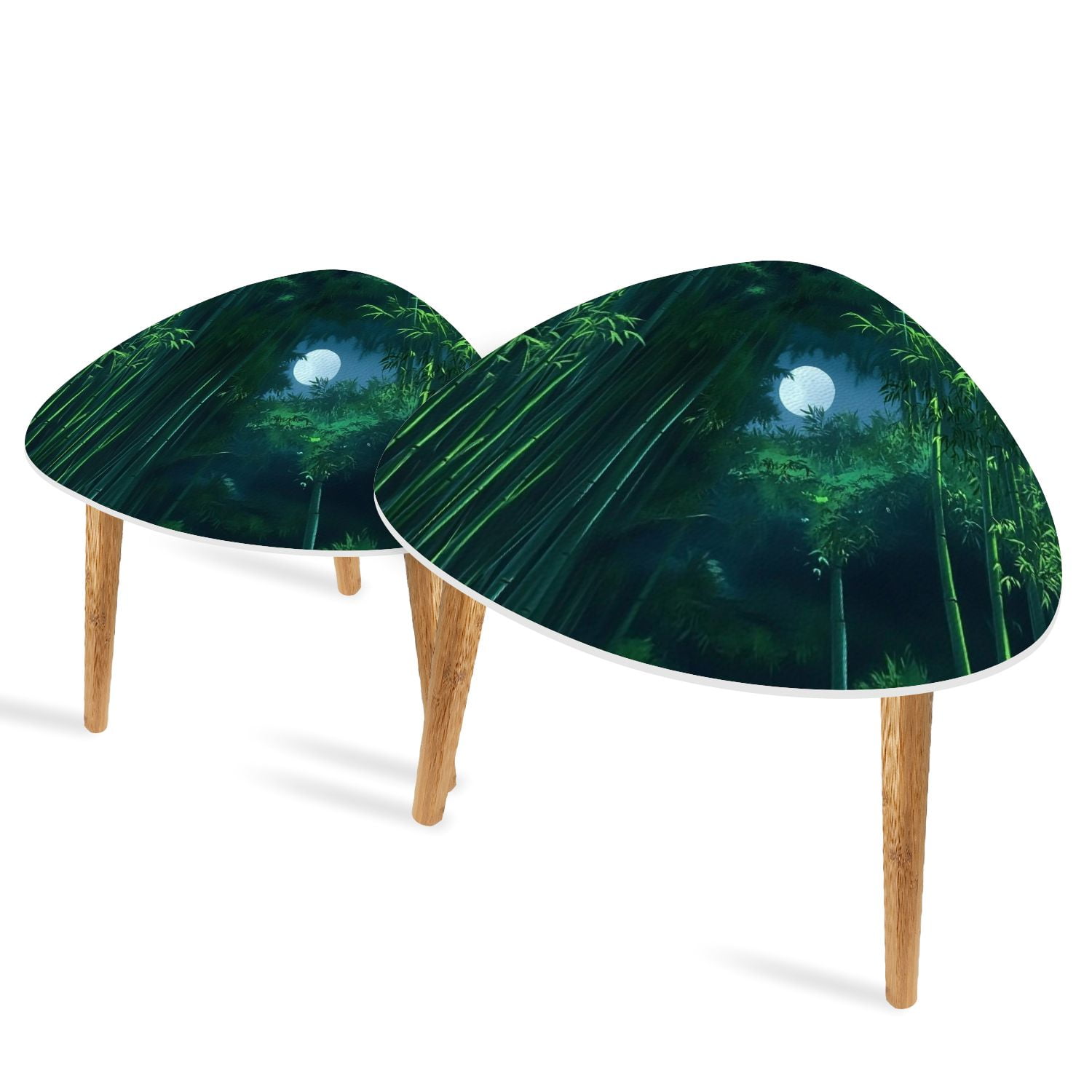 Triangle End Tables Set of 2 Charcoal Greens Tranquil Bamboo Under Full ...