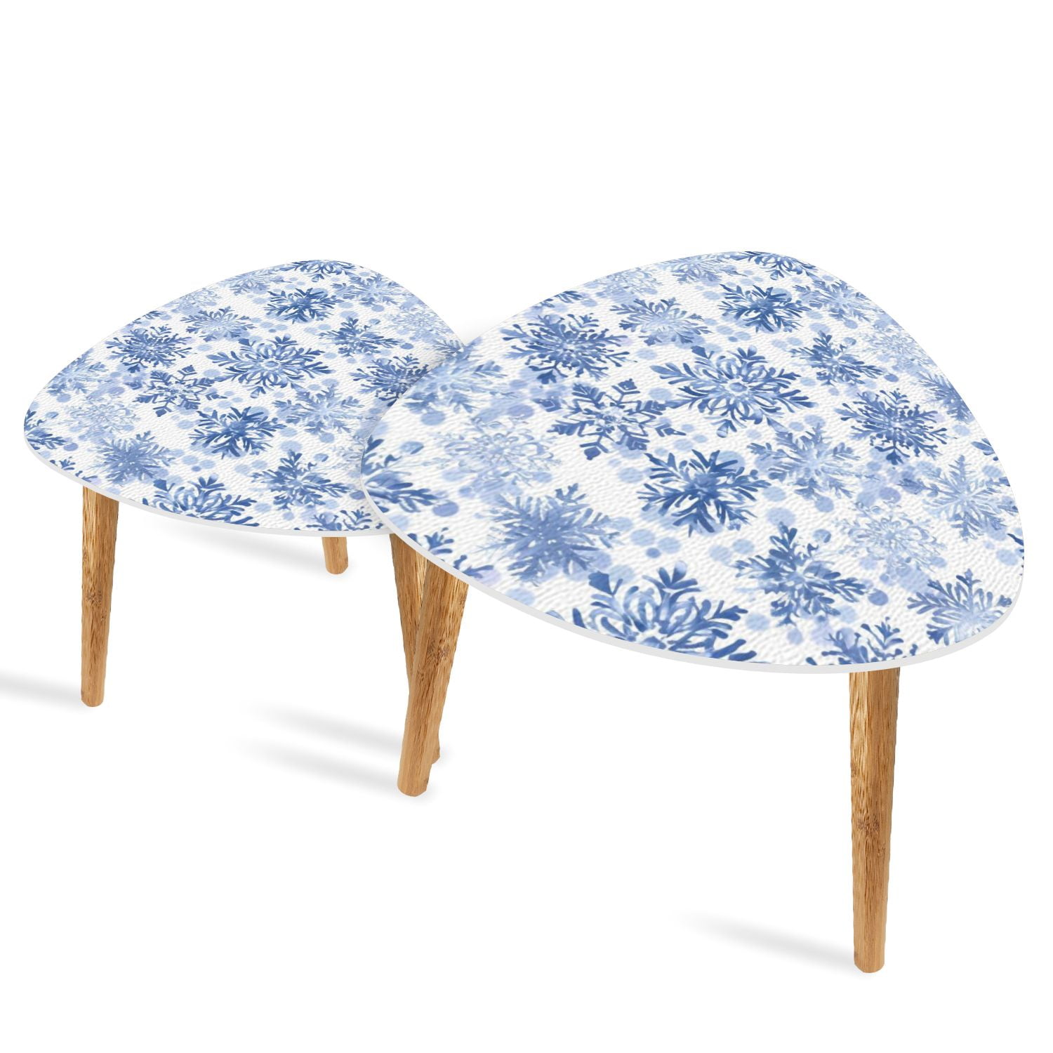 Triangle End Tables Set of 2 Christmas seamless pattern snowflakes blue ...