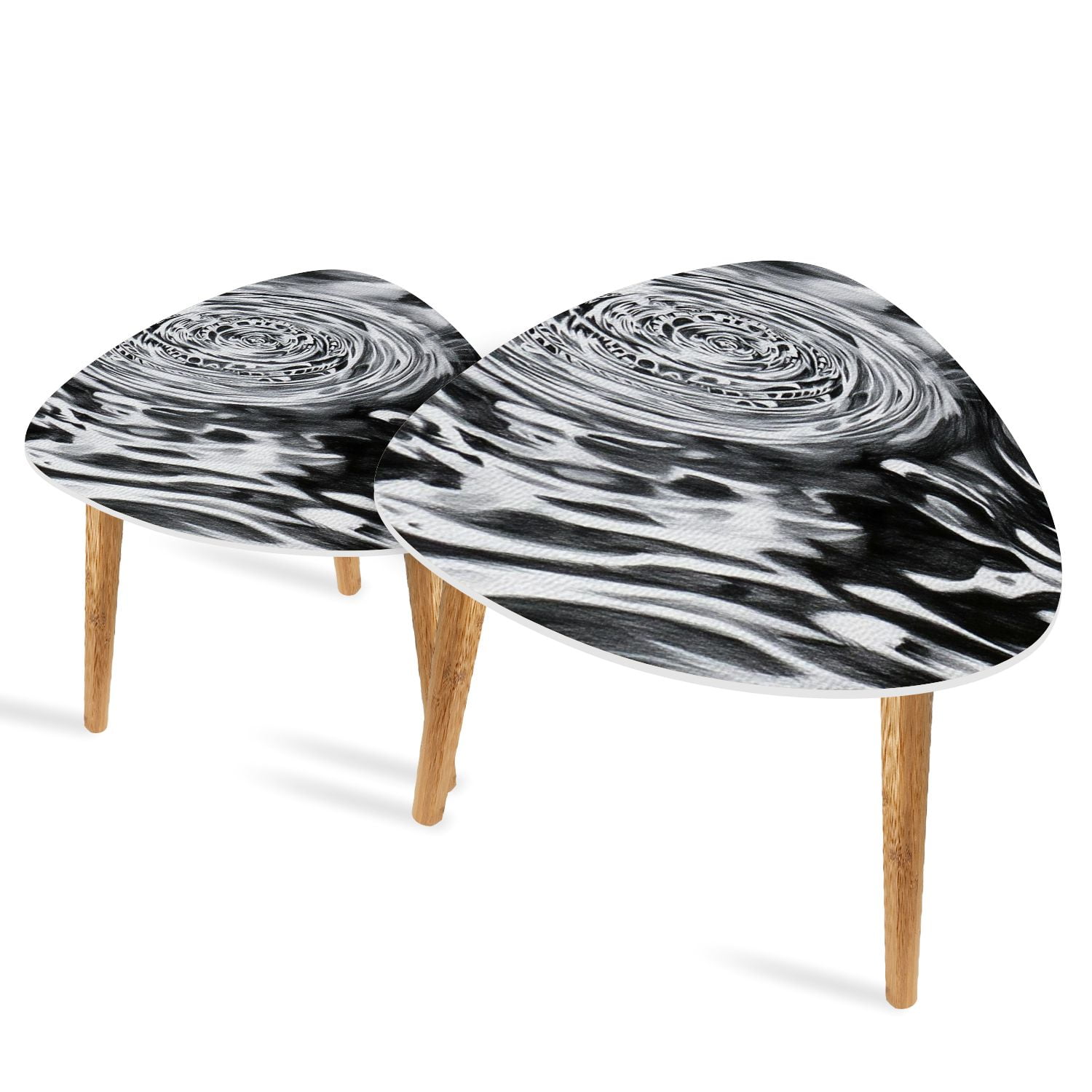 Triangle End Tables Set of 2 Clock Gear Patterns Eternity Pencil ...