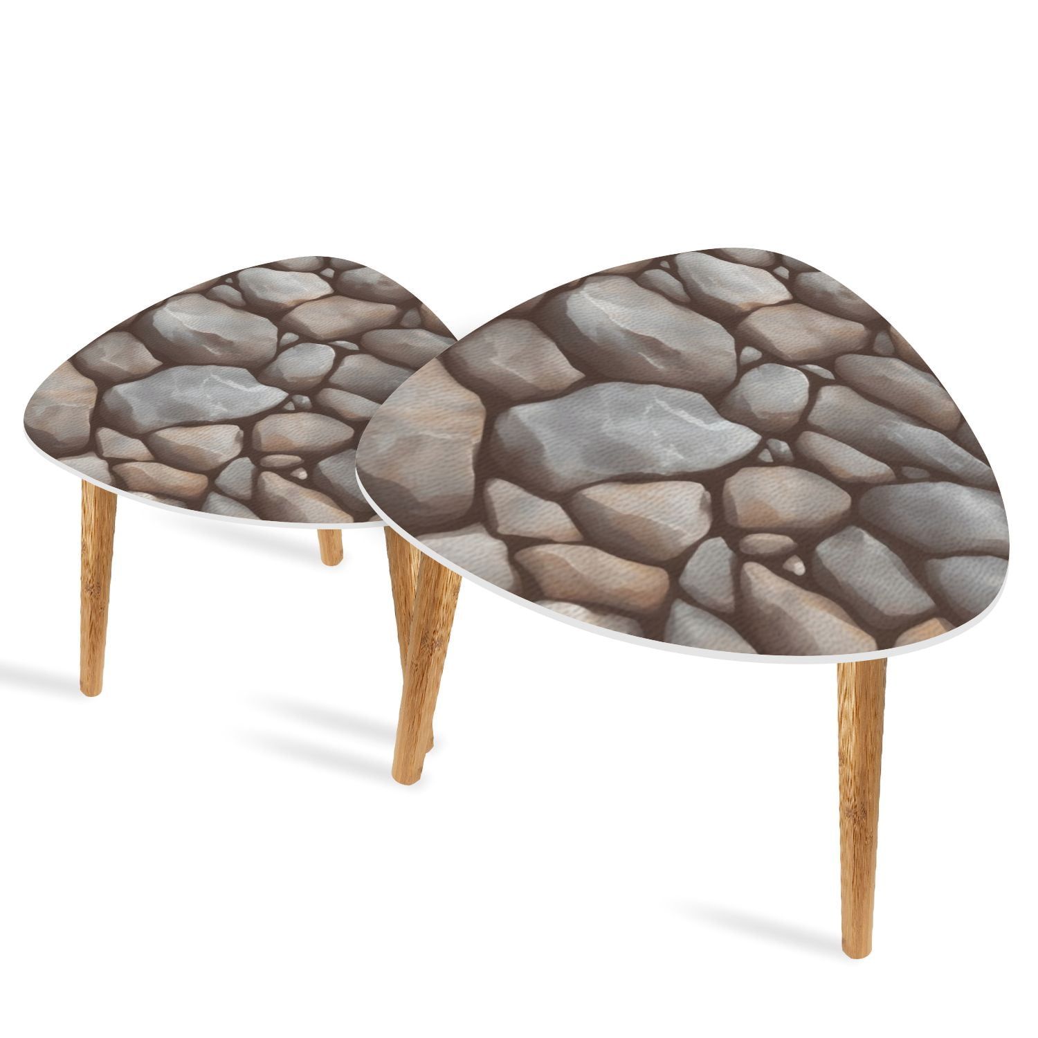 Triangle End Tables Set of 2 Cobble Stone Texture Seamless Pattern ...