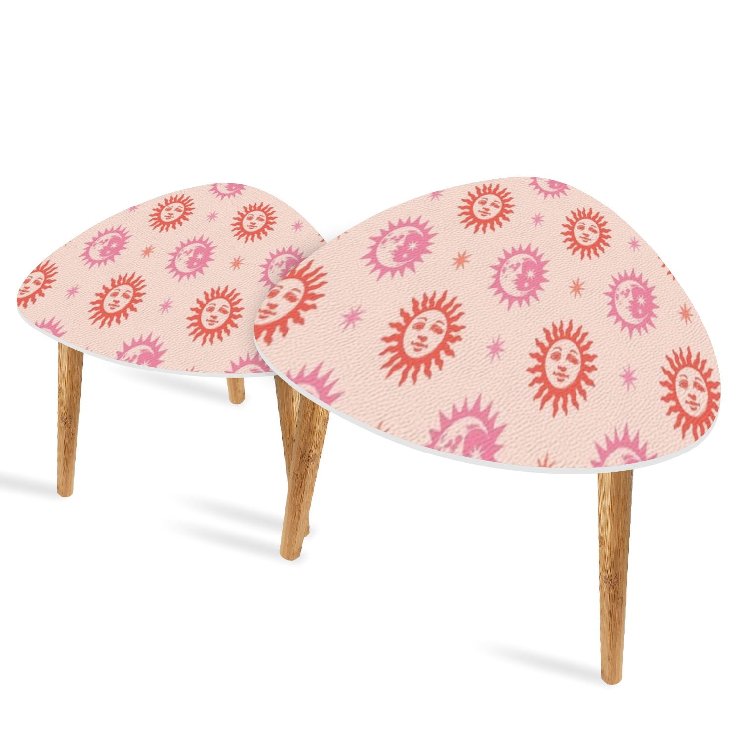 Triangle End Tables Set of 2 Cute Moon Astrology Pink Seamless Pattern ...