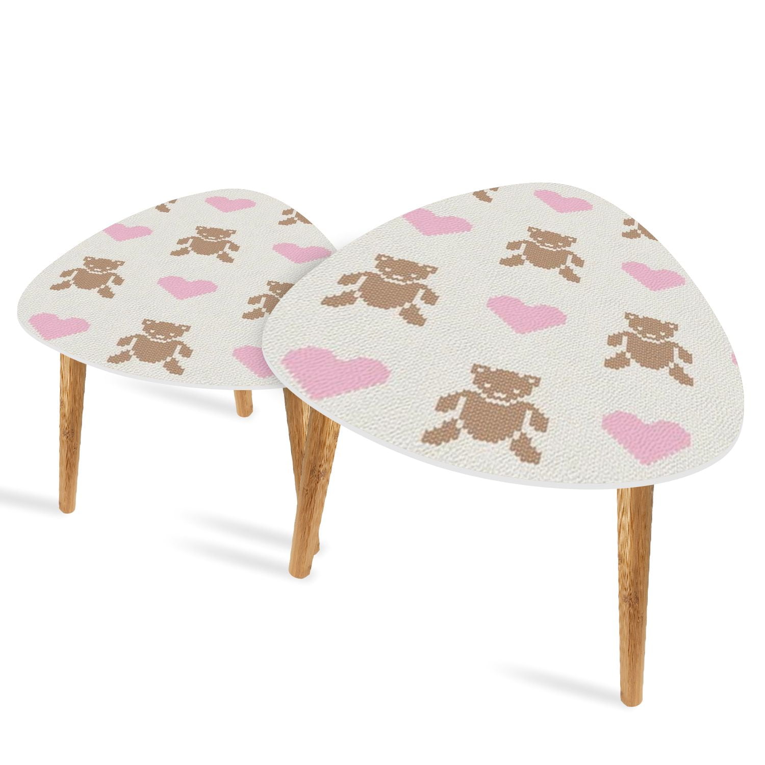 Triangle End Tables Set of 2 Cute knit bear heart seamless pattern ...