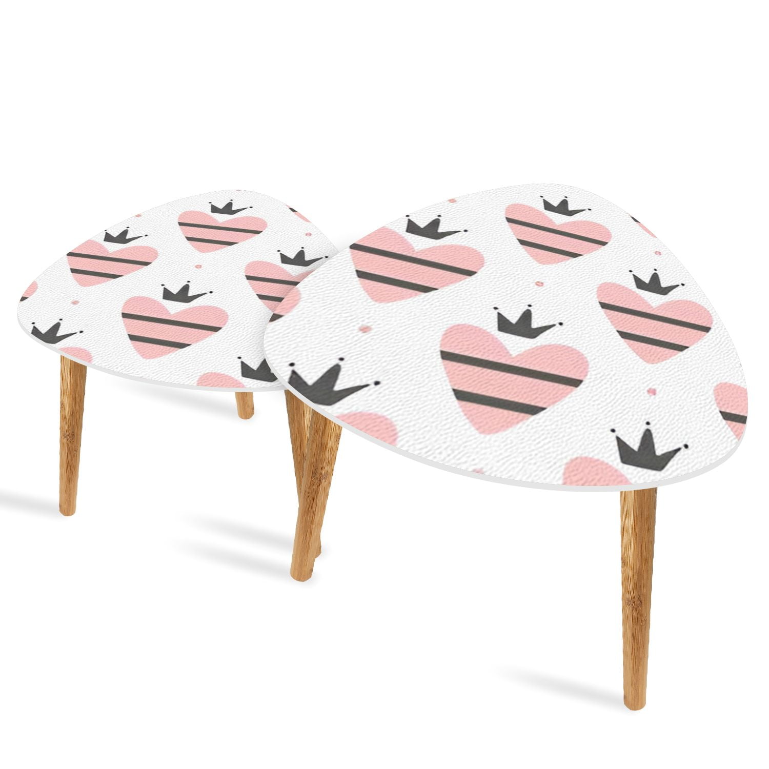 Triangle End Tables Set of 2 Cute romantic seamless pattern Repeated ...